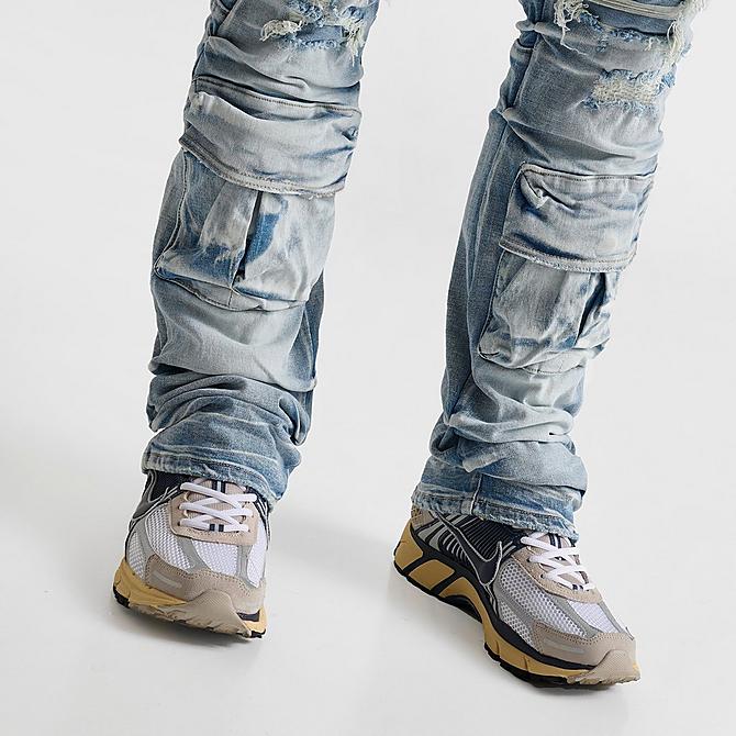 Men's Smoke Rise Distressed Stacked Flare Cargo Denim Jeans Men's Smoke Rise Distressed Stacked Flare Cargo Denim Jeans