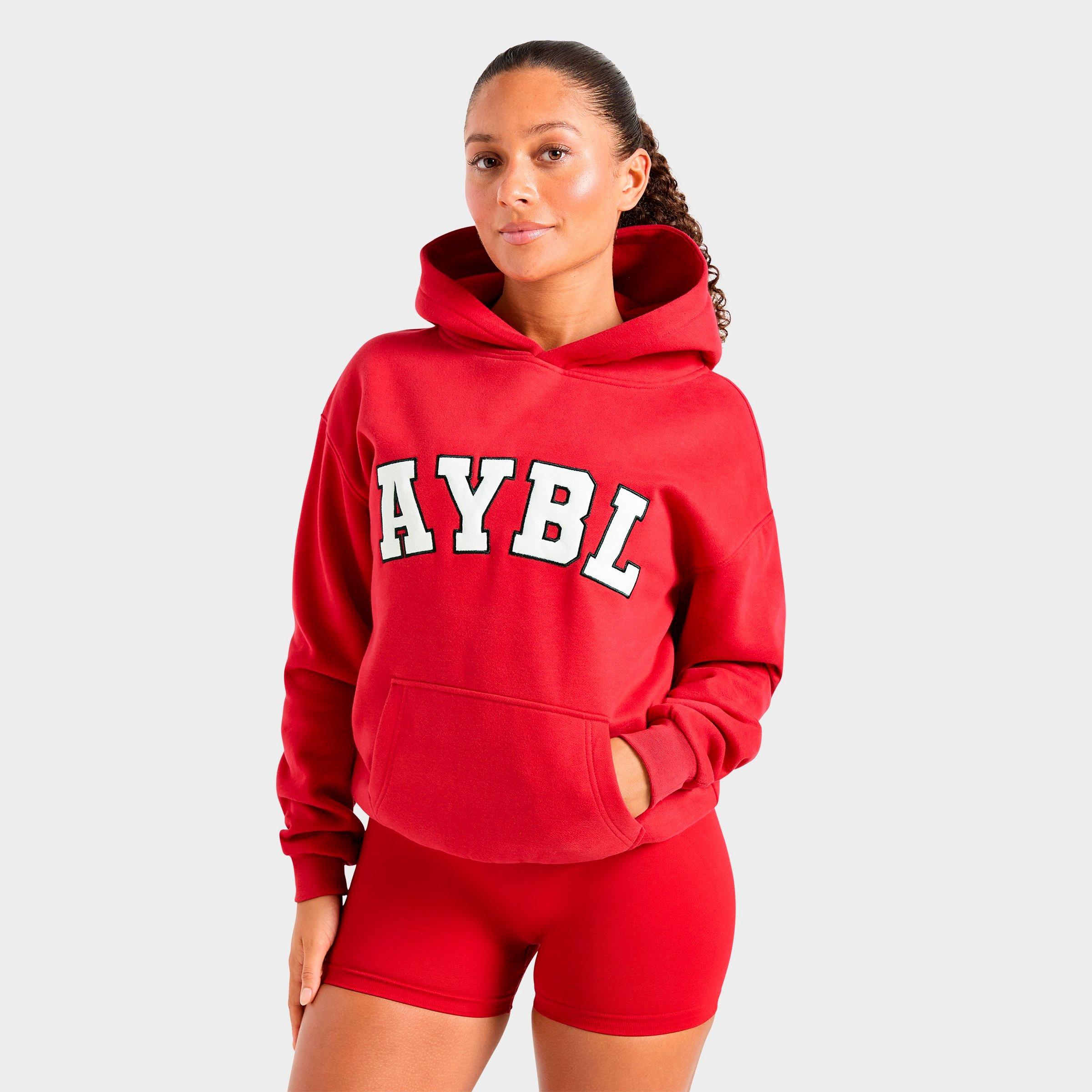 Click here for AYBL Womens Varsity 2.0 Oversized Hoodie in Red Si... prices