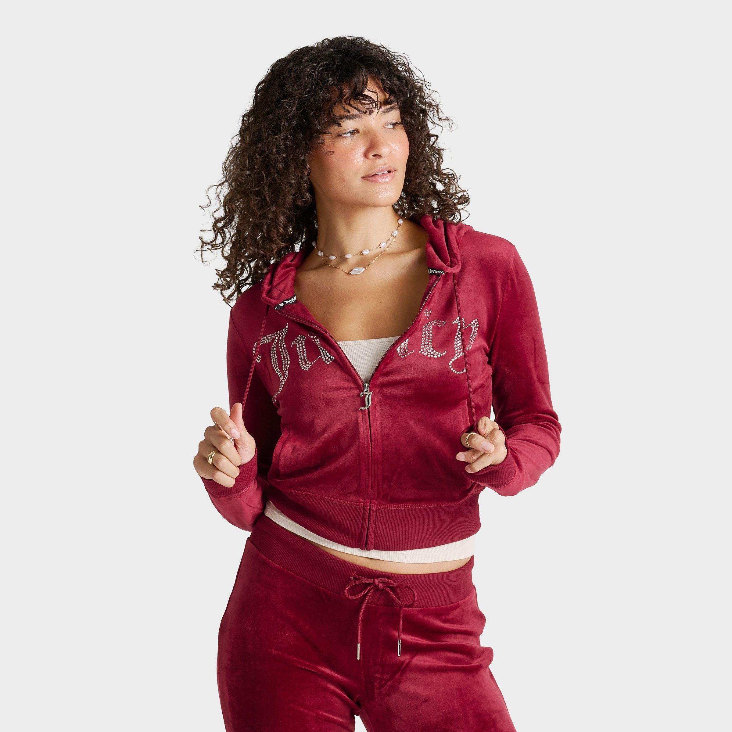 Click here for Juicy Couture Womens Bling Front Hoodie in Red Dah... prices