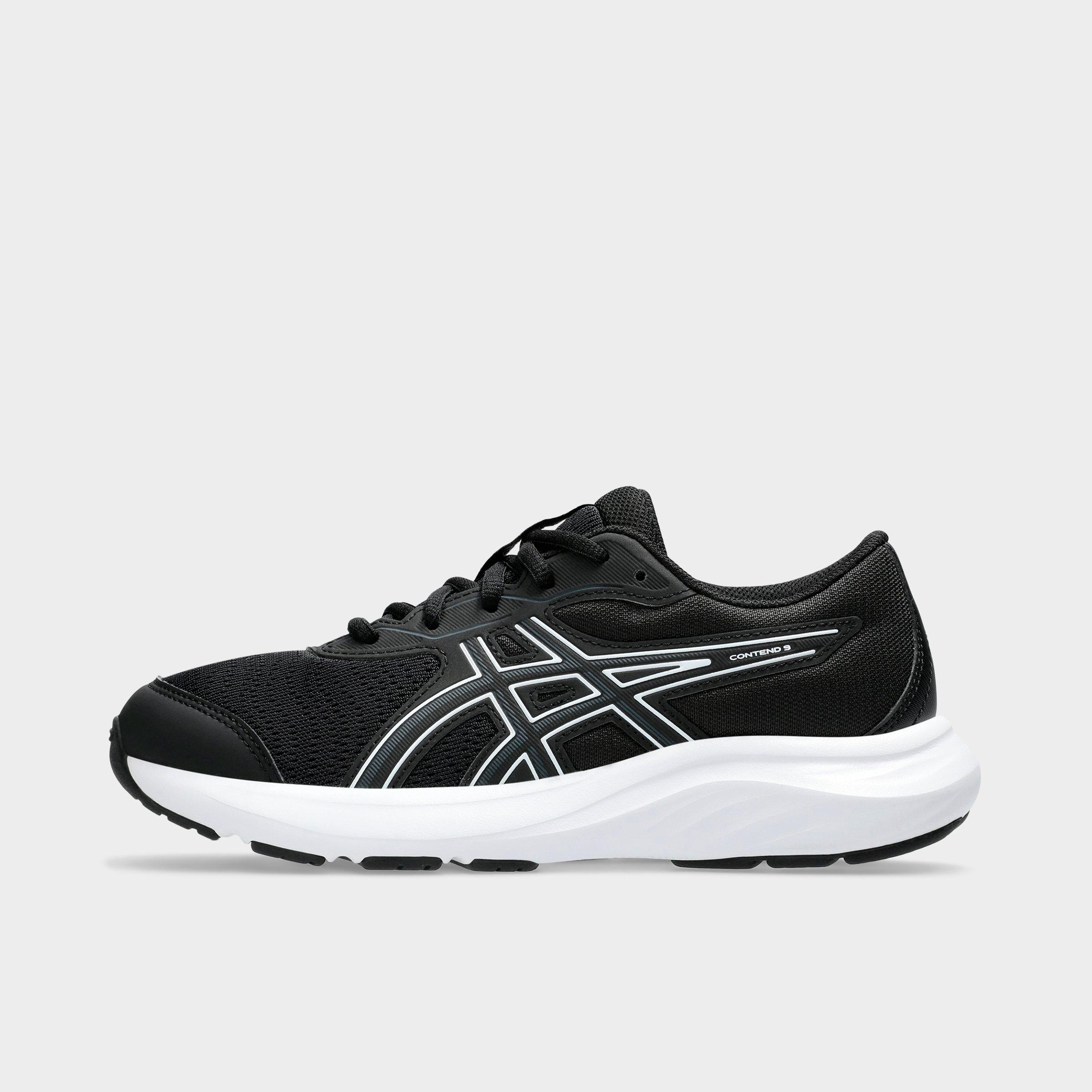 Click here for Asics Big Kids Contend 9 Running Shoes in Black/Wh... prices