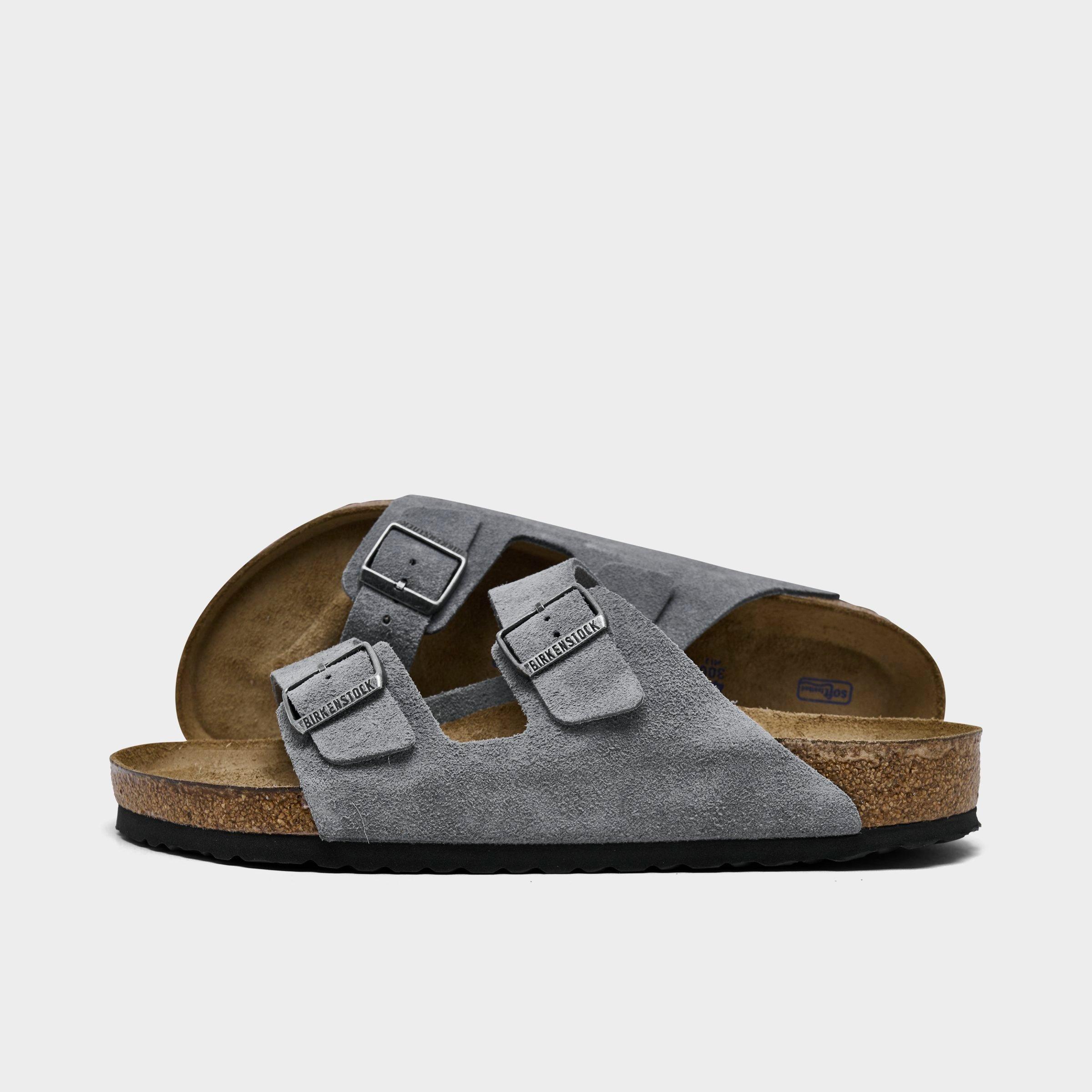 Birkenstock Mens Arizona Suede Leather Soft Footbed Casual Sandals from Finish Line - Basalt Gray