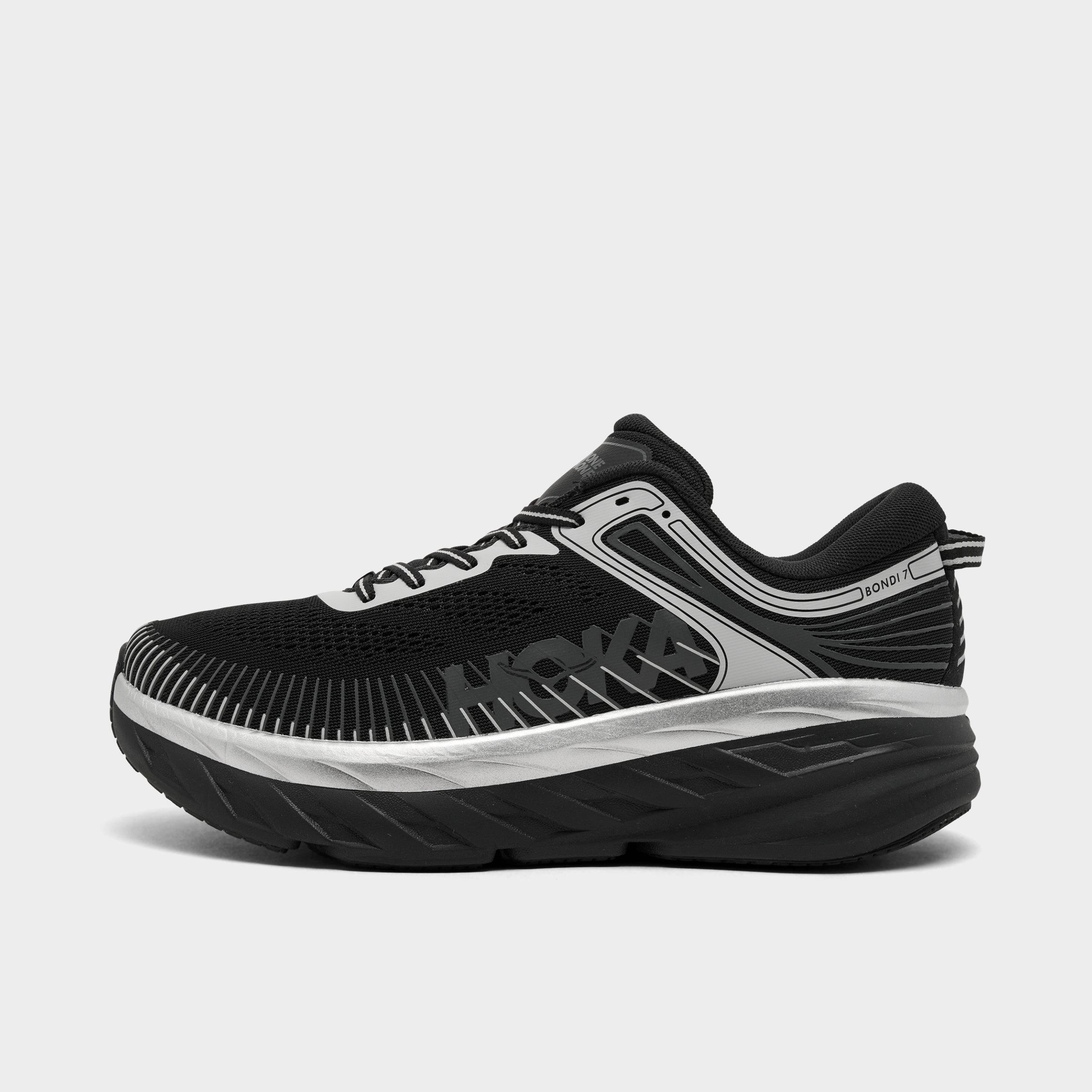 Click here for HOKA Mens Bondi 7 Running Shoes in Black/Stardust... prices