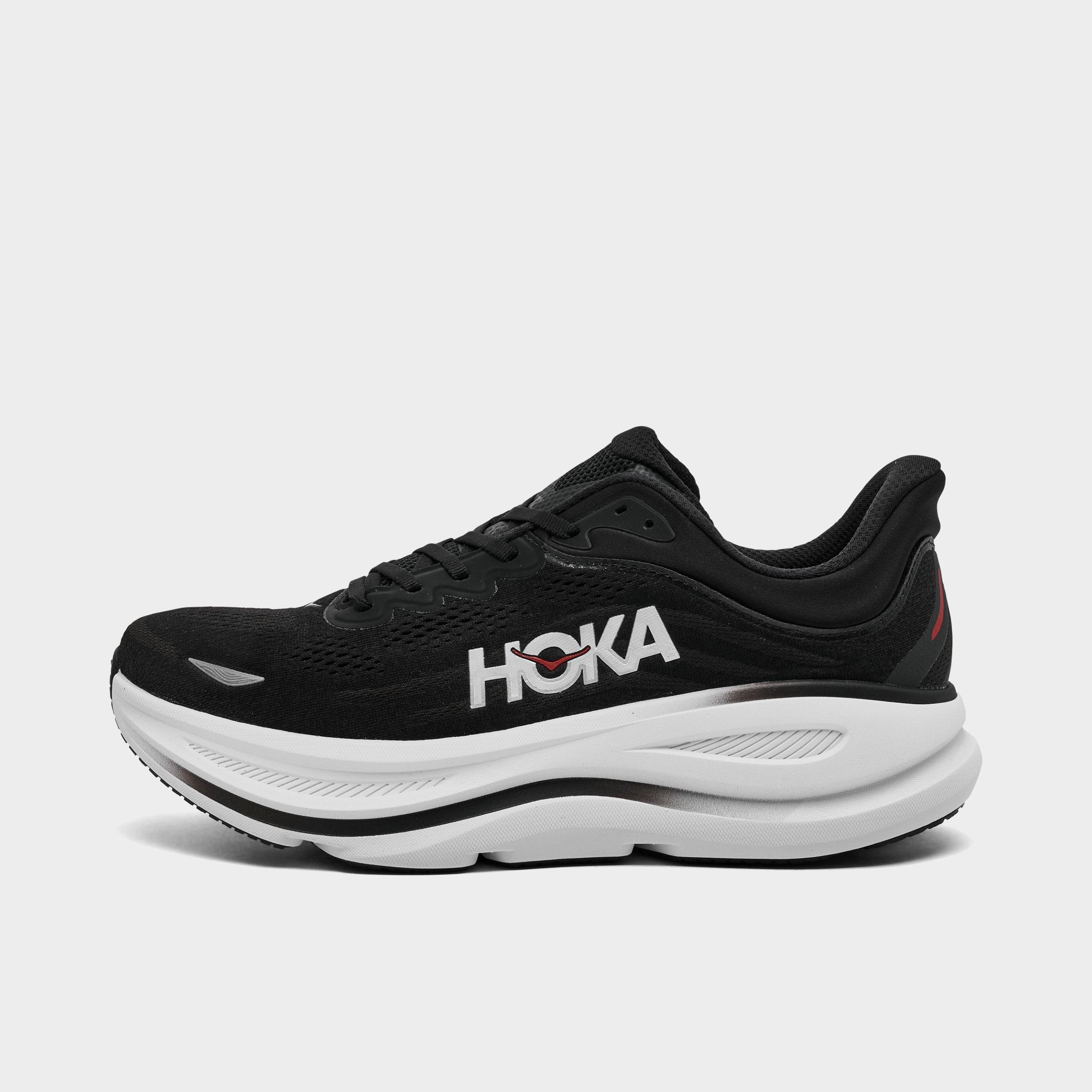 Click here for HOKA Mens Bondi 9 Running Shoes in Black/Vermillio... prices