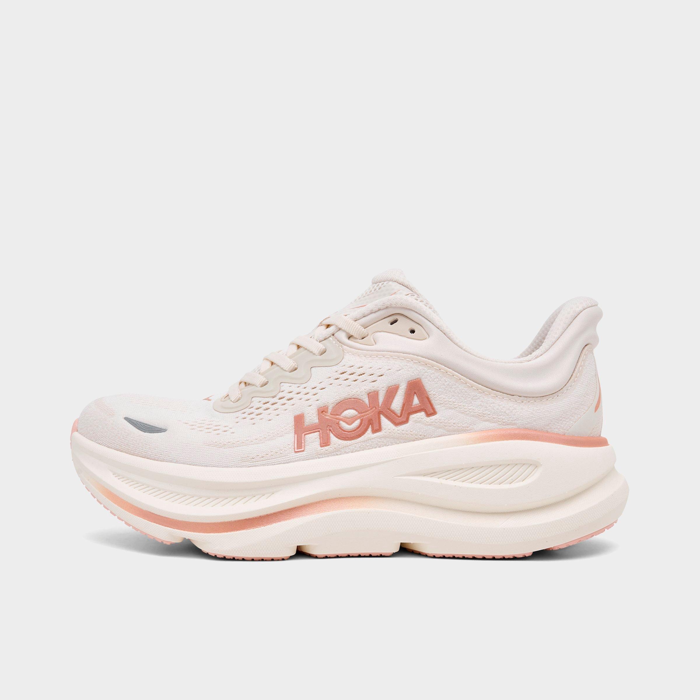 Click here for HOKA Womens Bondi 9 Running Shoes in Oat Milk/Rose... prices