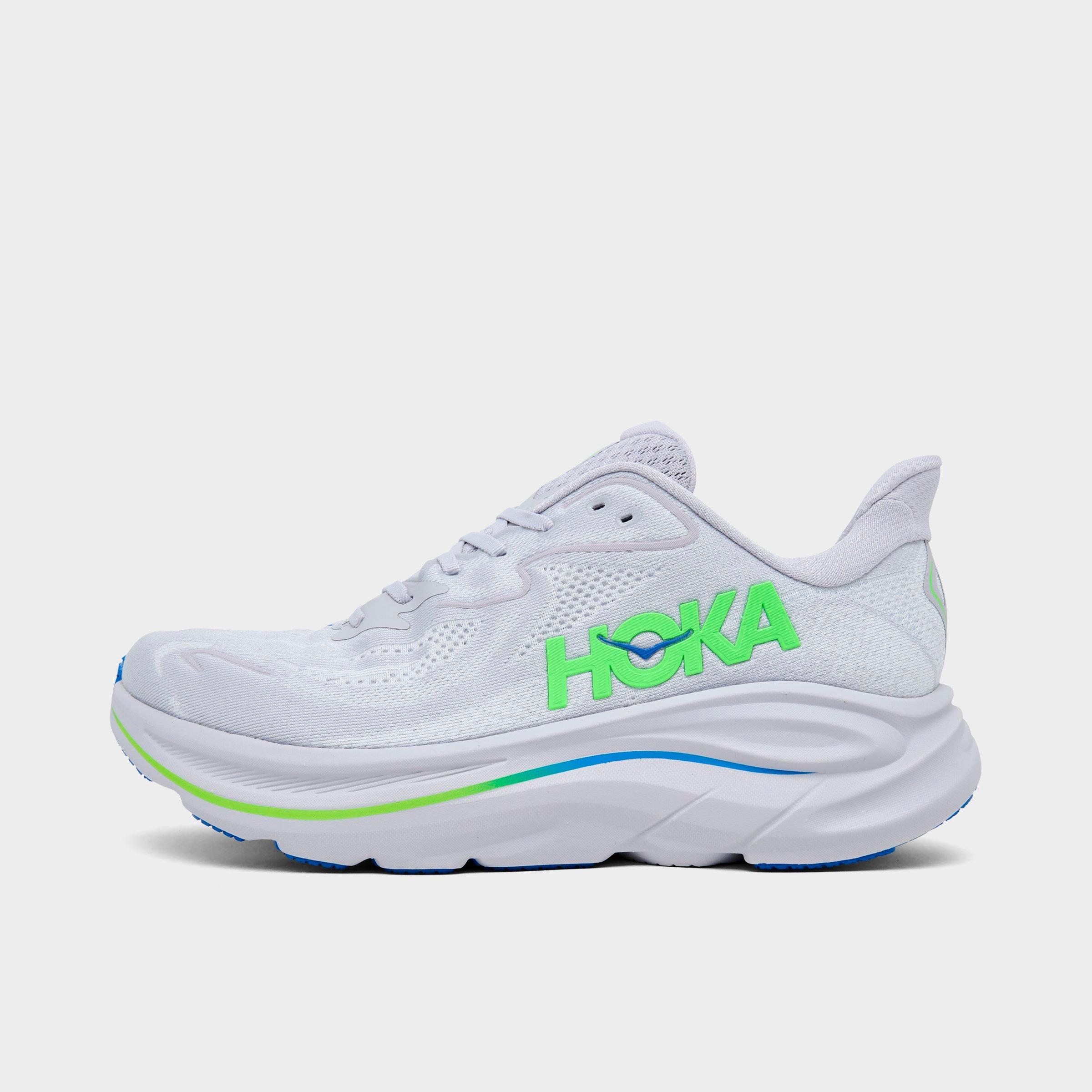 Click here for HOKA Mens Clifton 10 Running Shoes in Ash Grey/Neo... prices