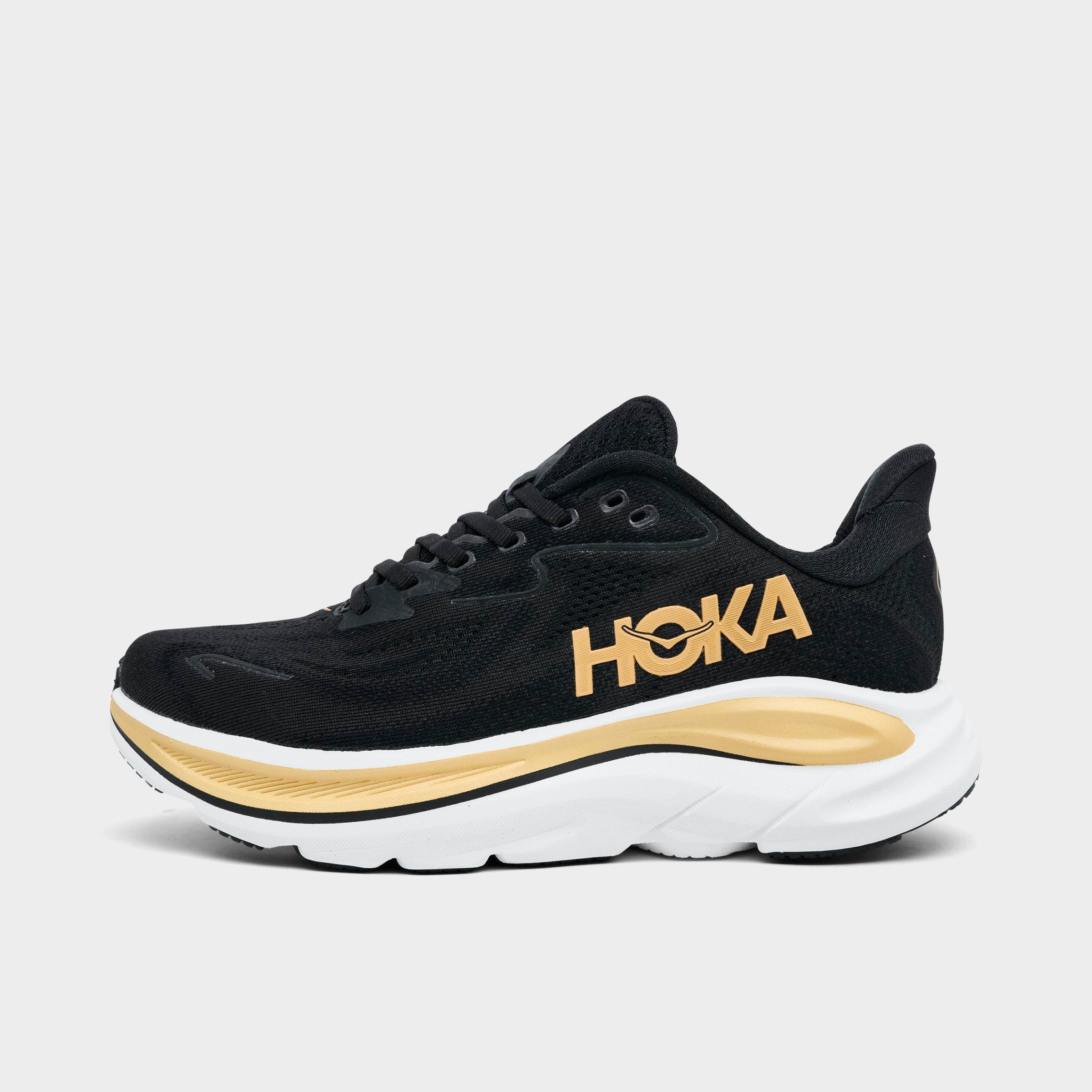 Click here for HOKA Womens Clifton 10 Running Shoes in Black/Gold... prices