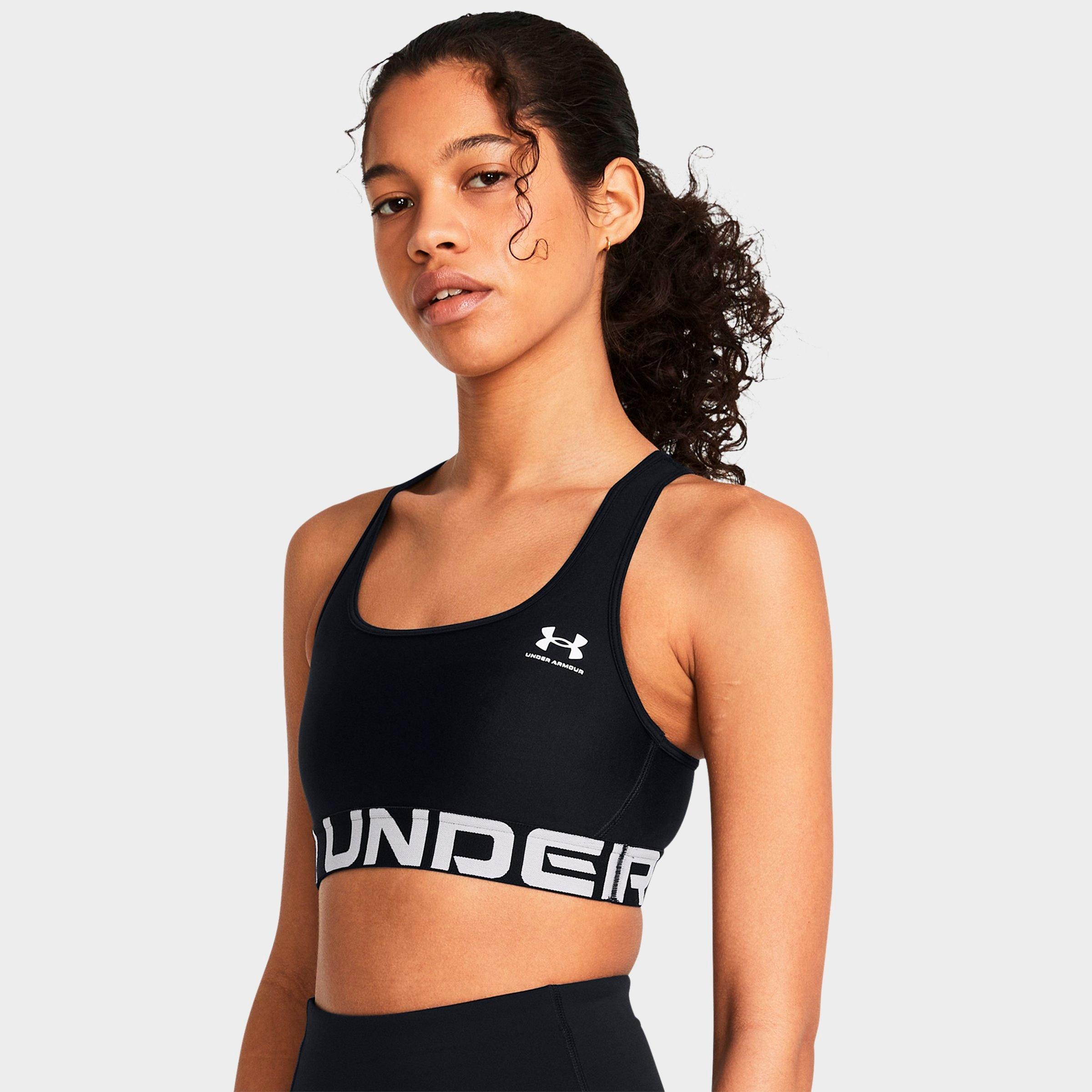 Click here for Under Armour Womens Heatgear Sports Bra in Black/W... prices