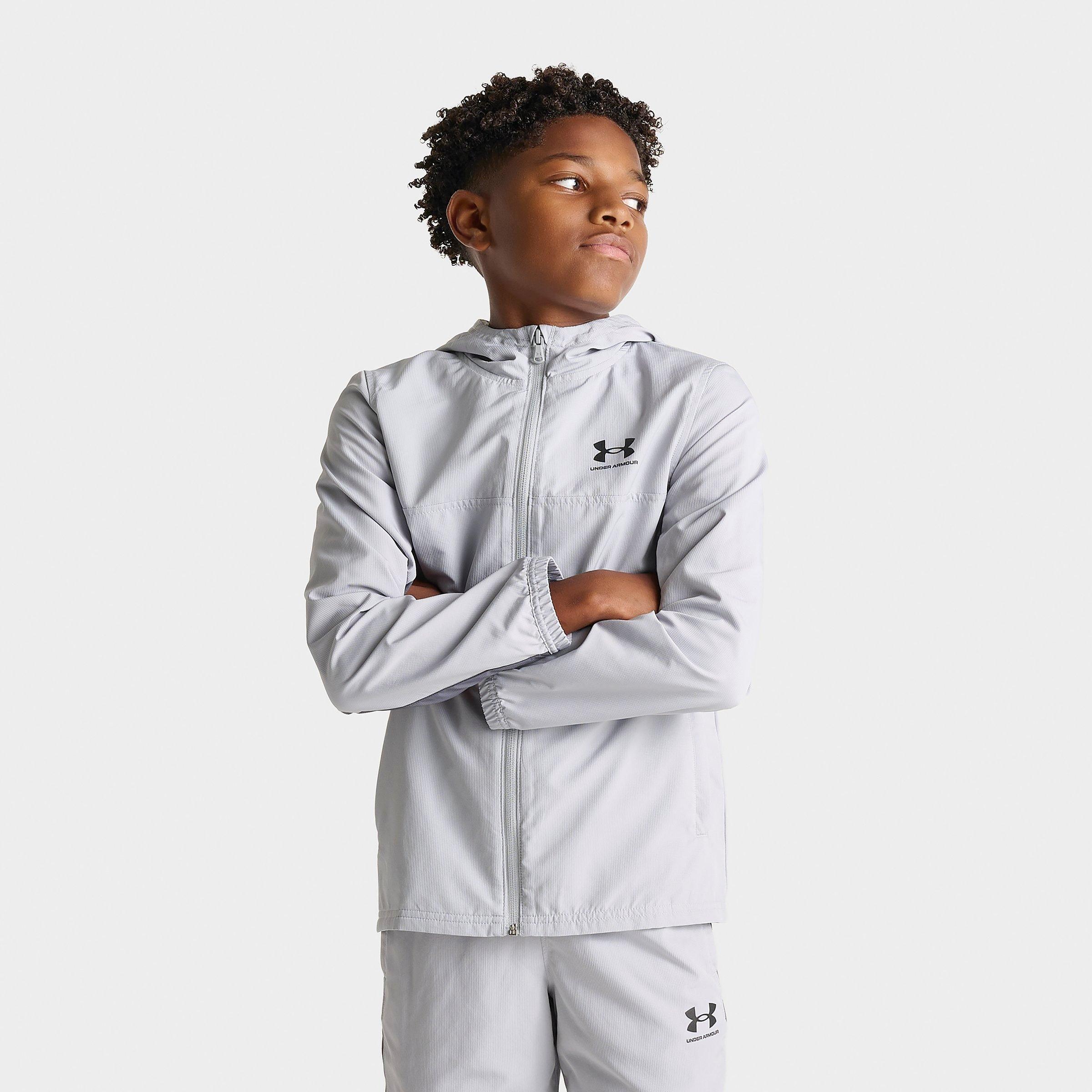 Click here for Under Armour Big Kids Rival Woven Jacket in Mod Gr... prices