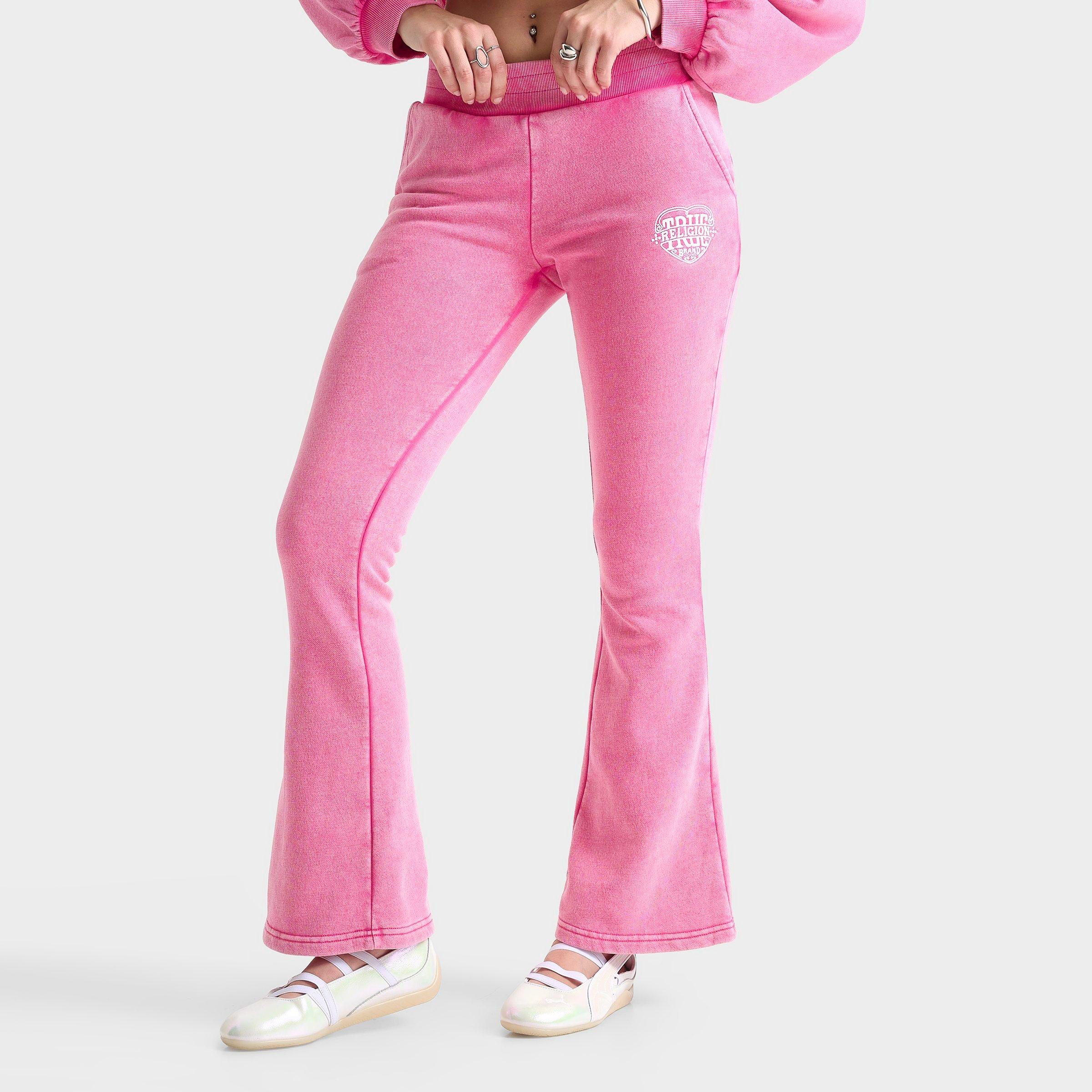 True Religion Womens Washed Herritage Bootcut Pants - Fuschia Pink