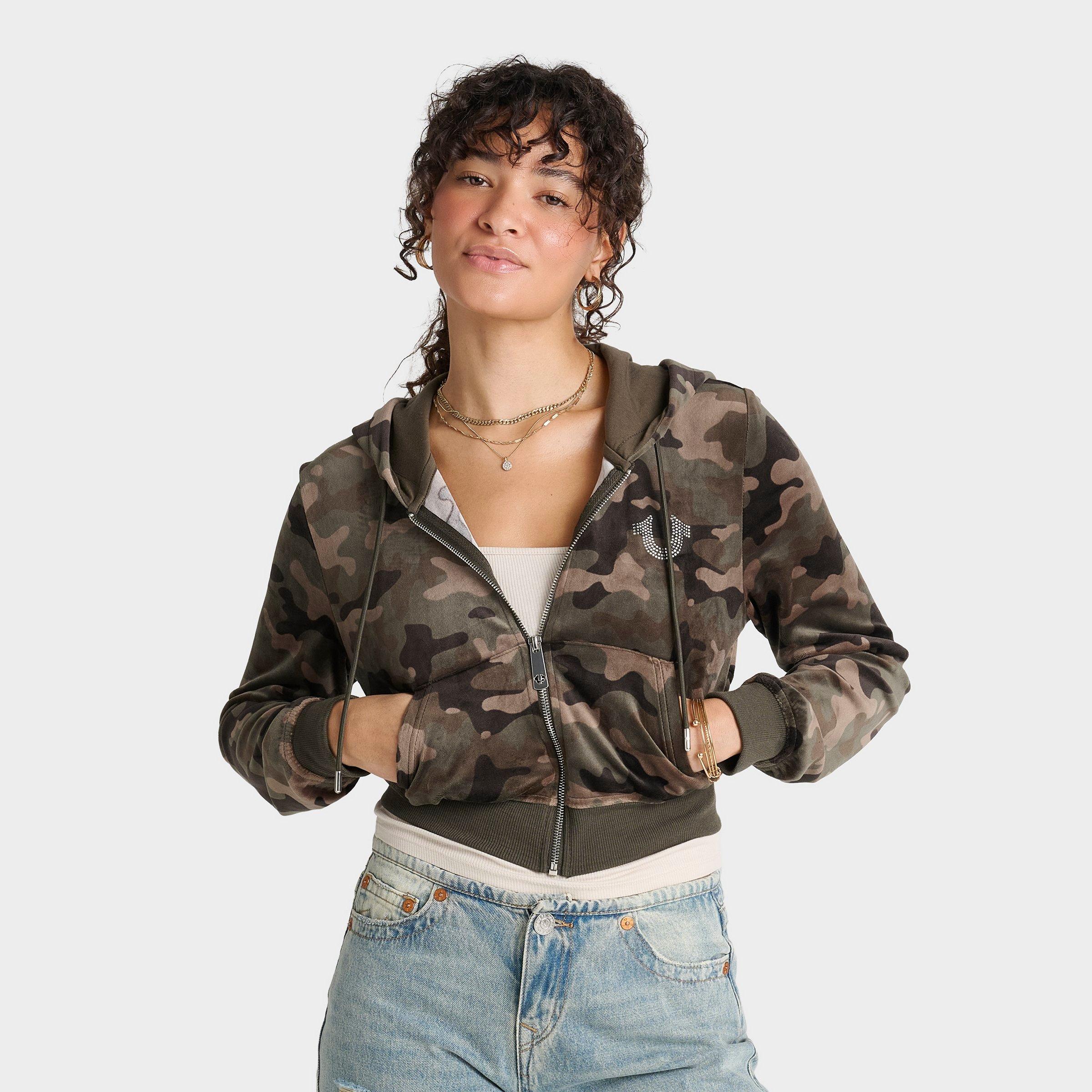 Click here for True Religion Womens Camo Velour Shrunken Full-Zip... prices