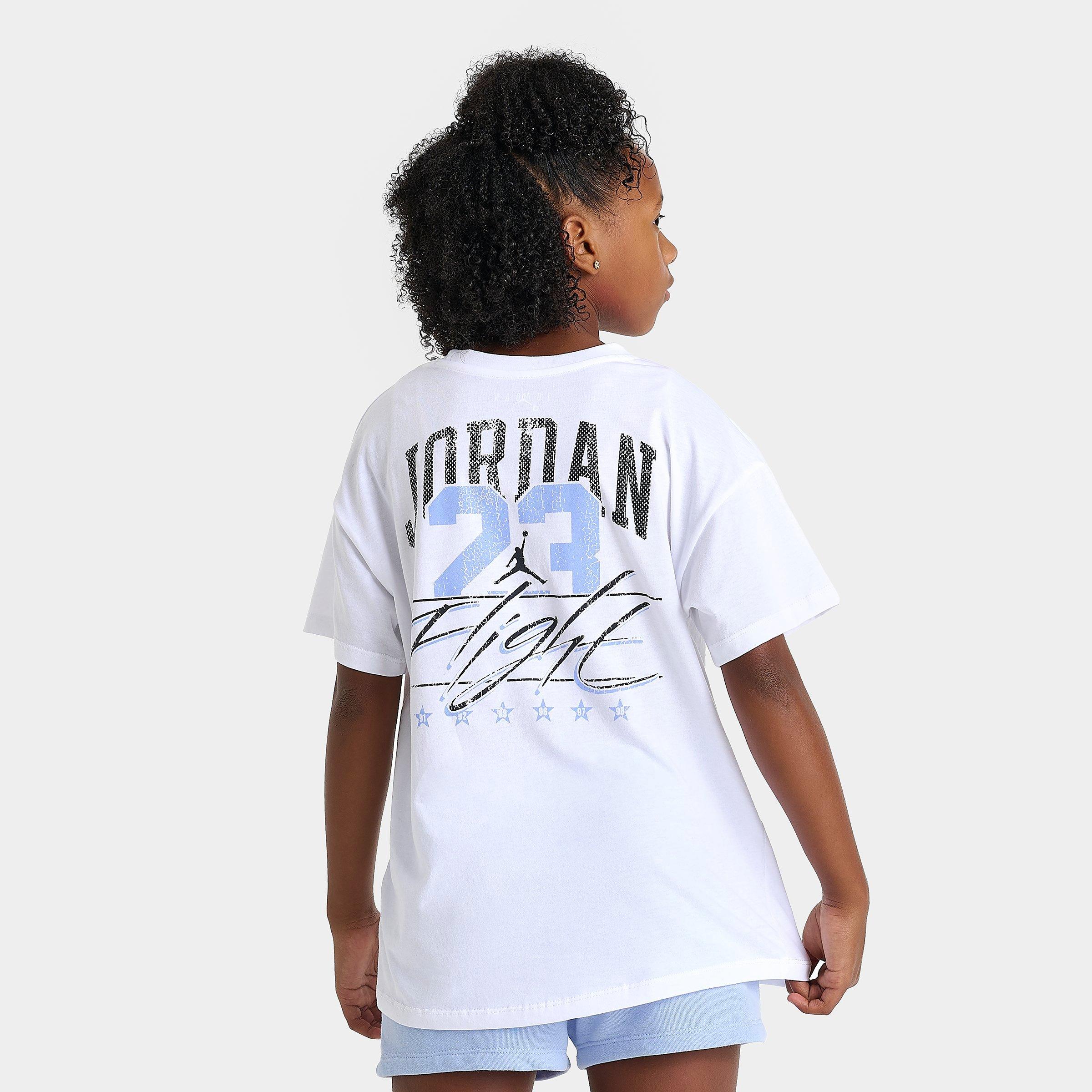 Jordan Big Girls Distressed Collegiate T-Shirt - White