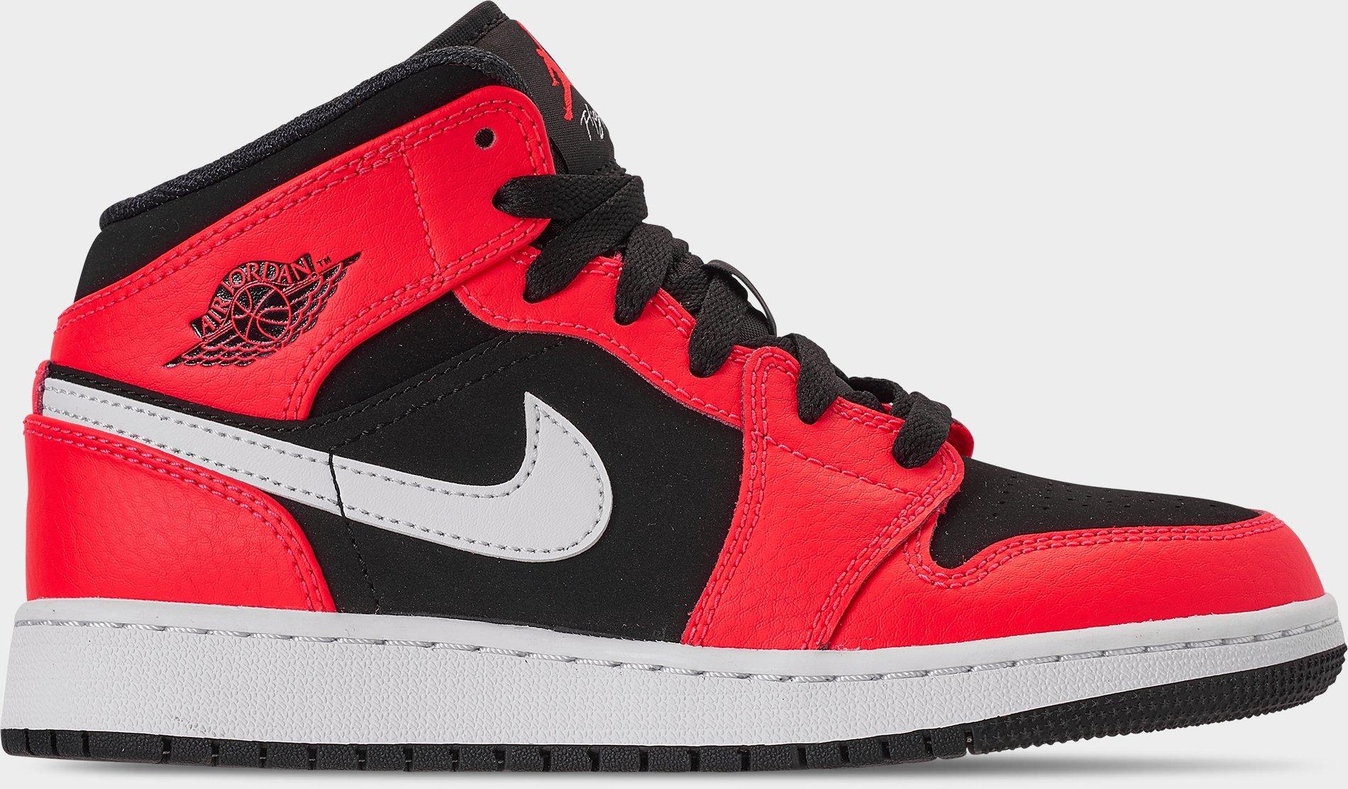 Click here for Jordan Big Kids Air Retro 1 Mid Casual Shoes in Bl... prices
