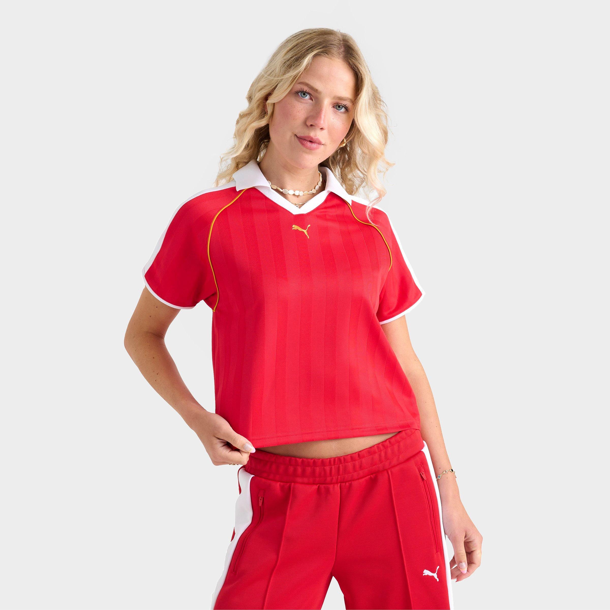 Click here for PUMA Womens T7 Relaxed Football Jersey in Puma Red... prices