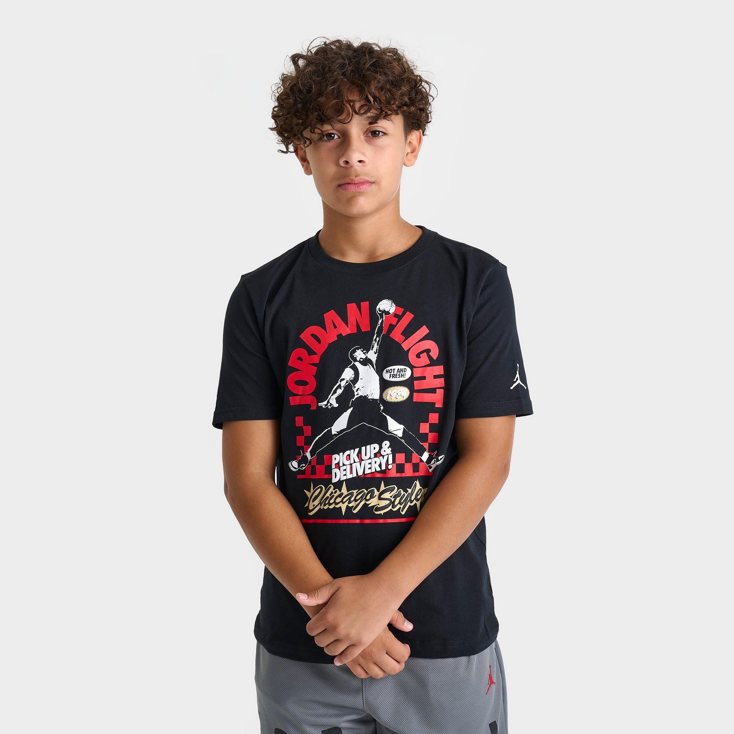 Click here for Jordan Big Kids Flight Pizza Shop T-Shirt in Black... prices