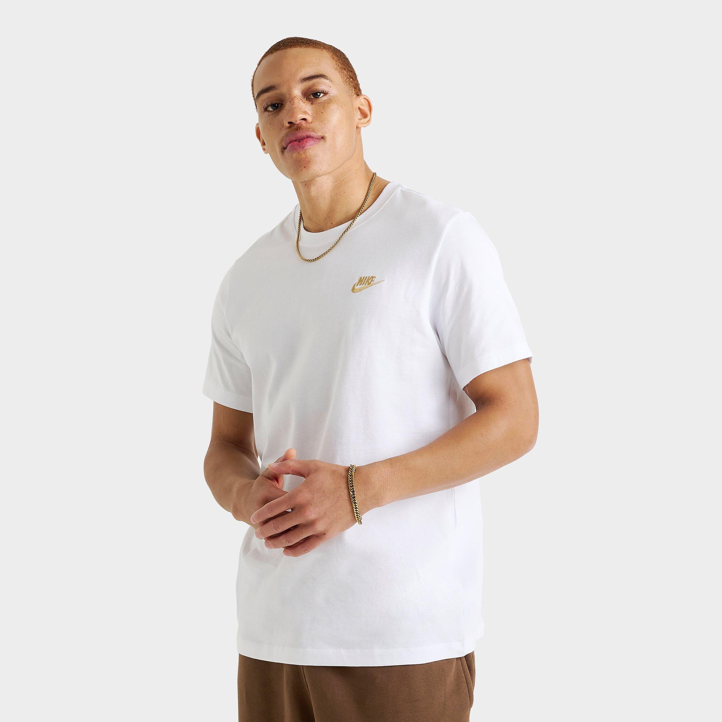 Click here for Nike Mens Sportswear Club T-Shirt in White/Metalli... prices
