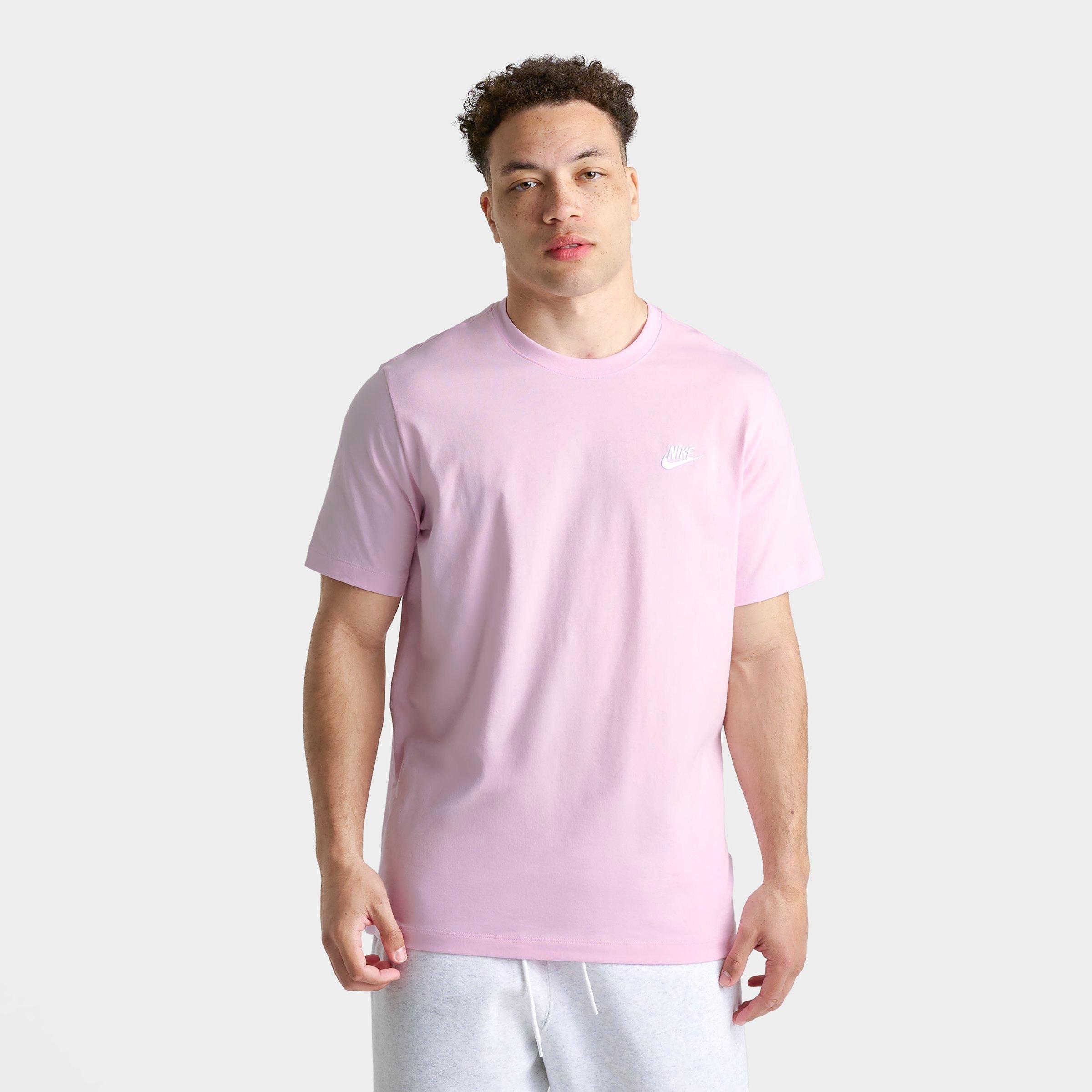 Nike Mens Sportswear Club T-Shirt in Pink Foam/White Size: Small
