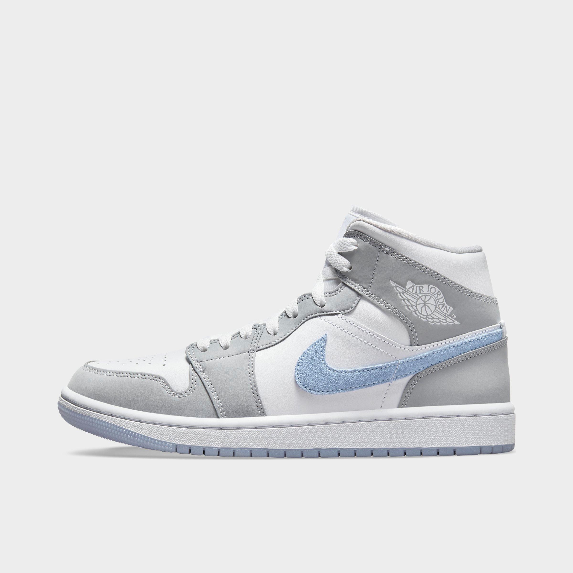 Click here for Jordan Womens Air Retro 1 Mid Casual Shoes in Whit... prices