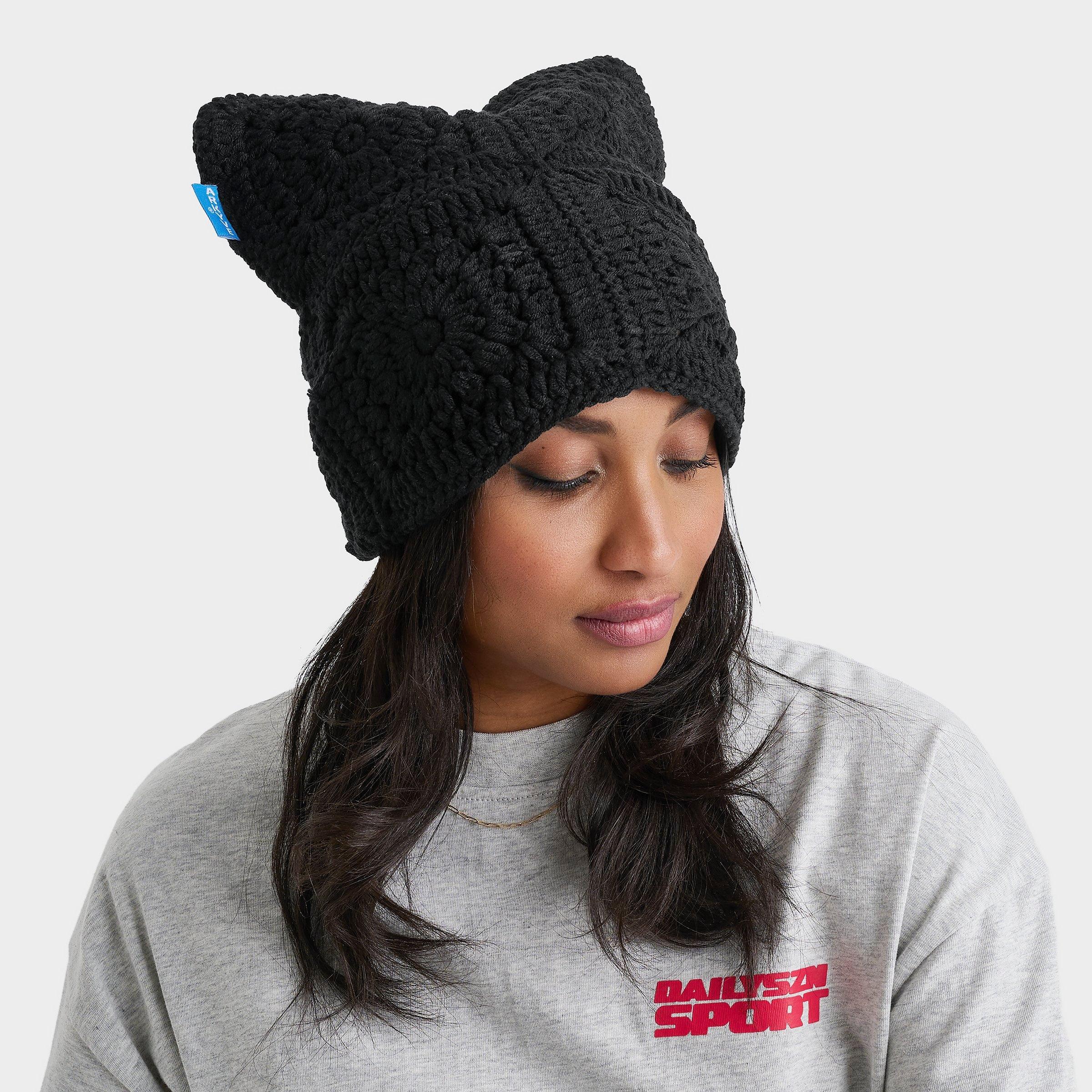 Click here for Other Arkyve Crochet Cat Hat in Black prices