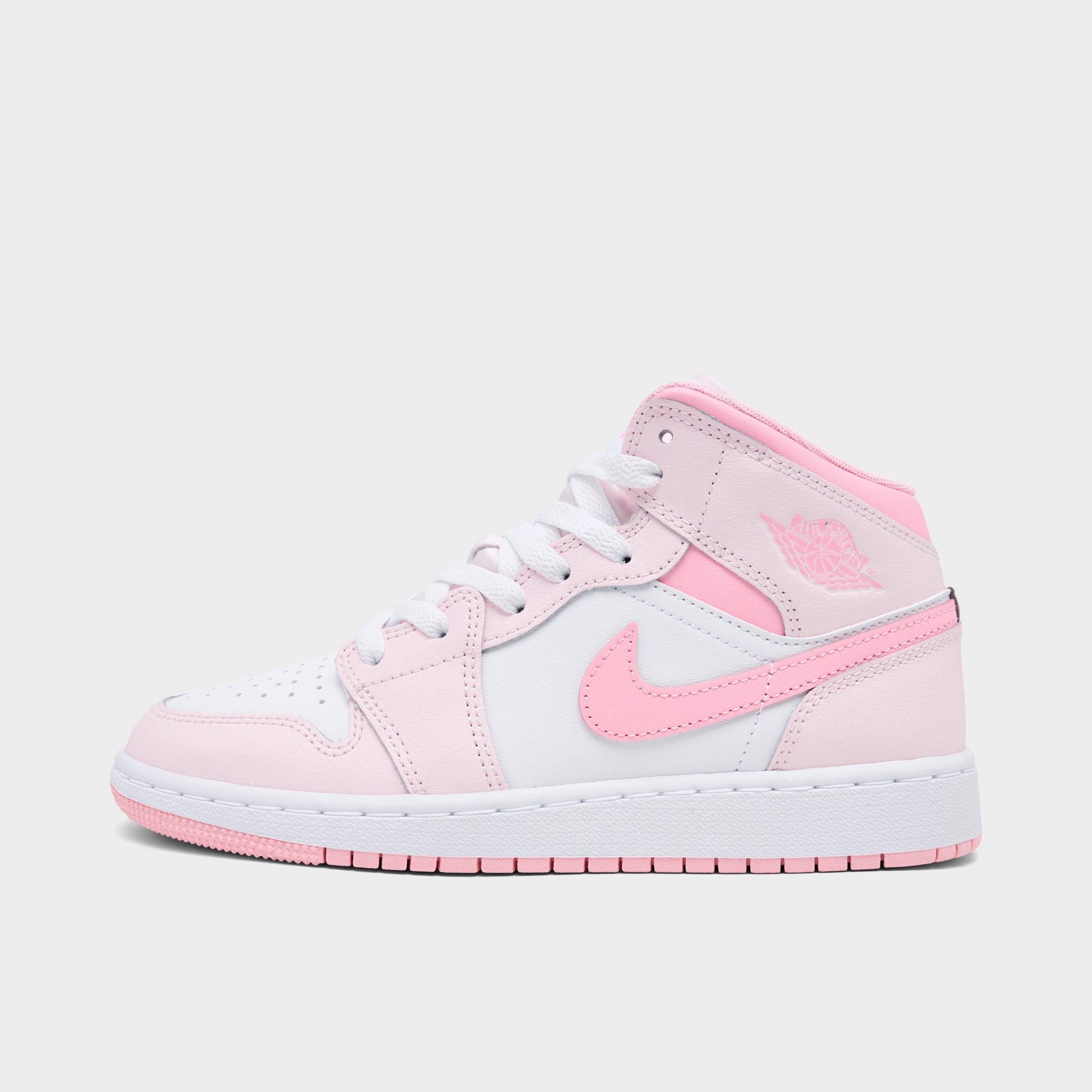 Click here for Jordan Big Kids Air Retro 1 Mid Casual Shoes in Pe... prices