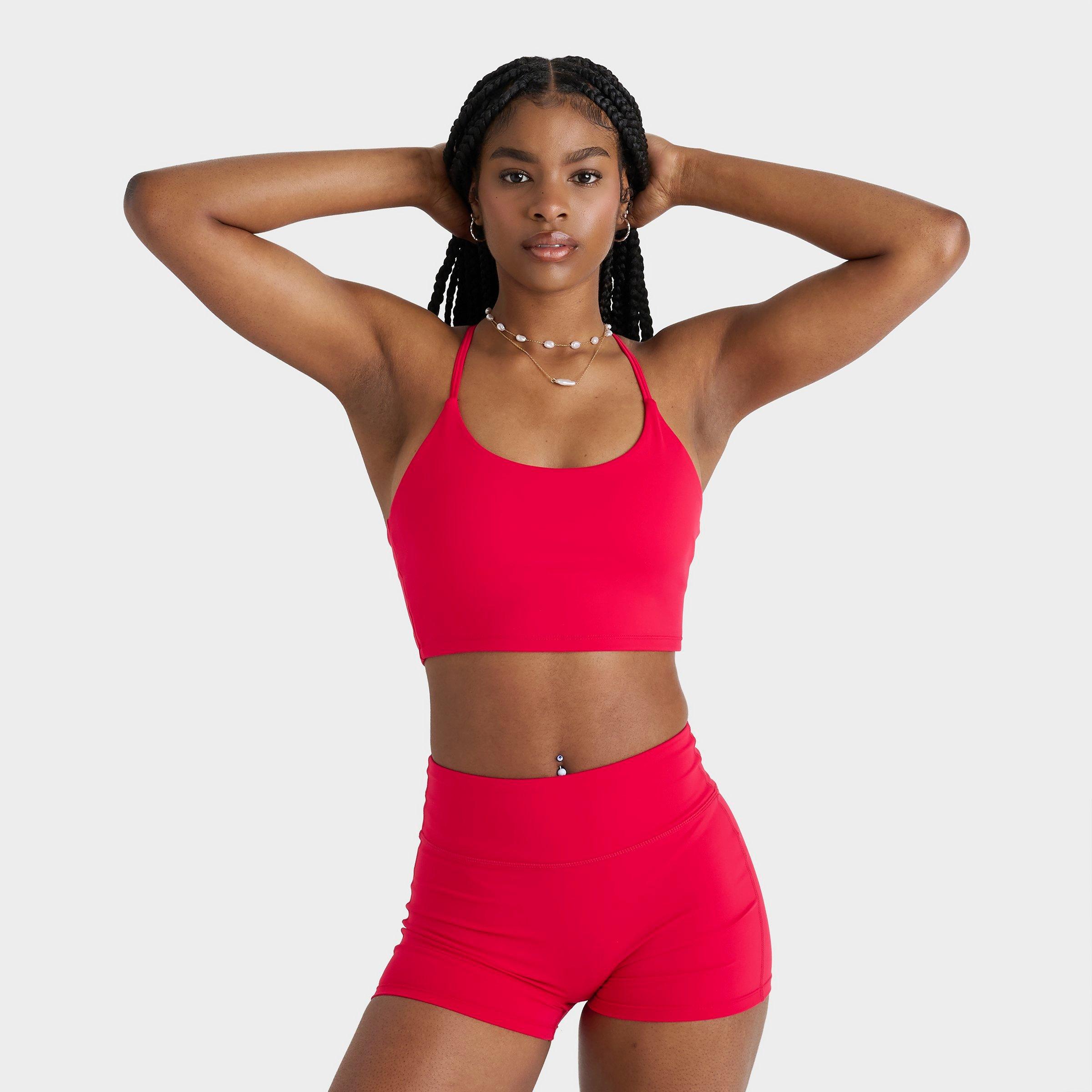 Click here for DAILYSZN Womens Cross Back Bralette Tank in Red Si... prices
