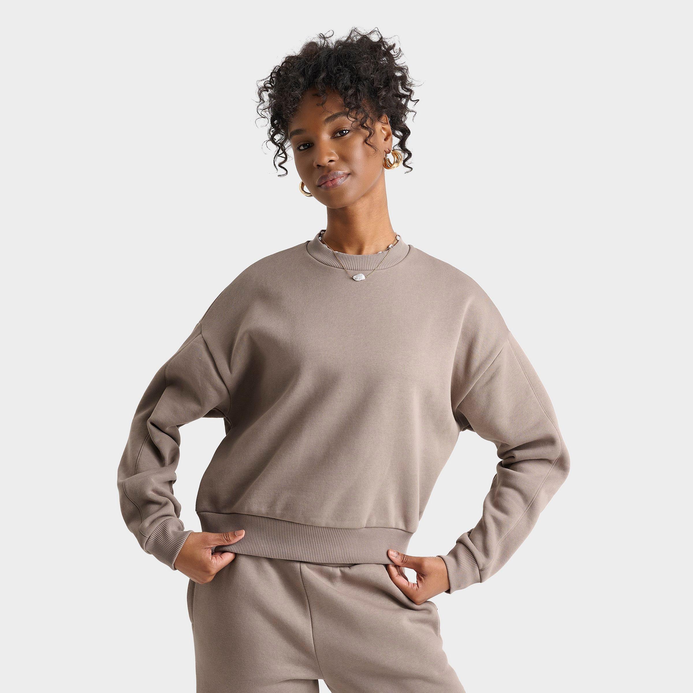Click here for DAILYSZN Womens Boxy Fleece Crewneck Sweatshirt in... prices