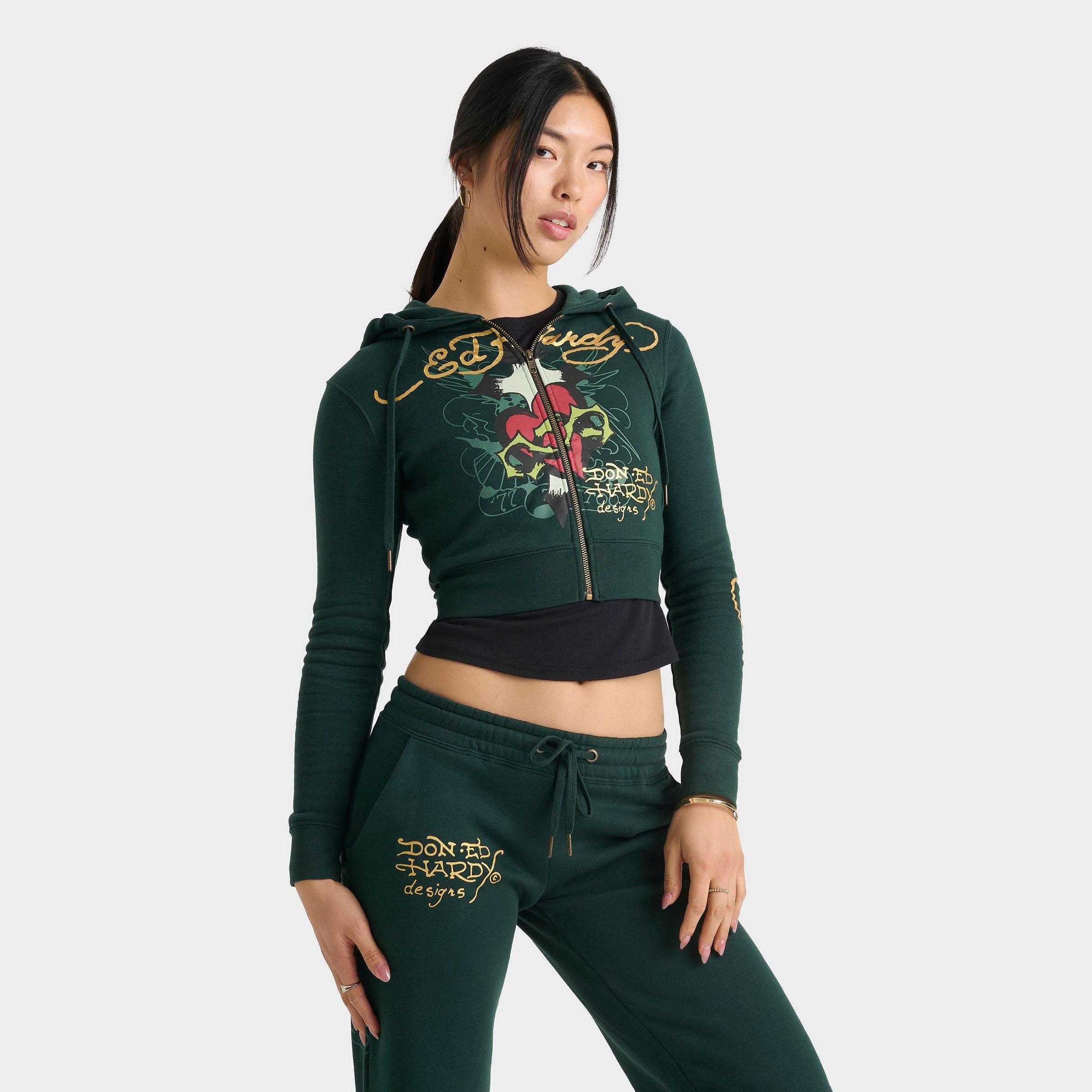 Click here for Ed Hardy Womens Sacred Heart Fleece Full-Zip Hoodi... prices
