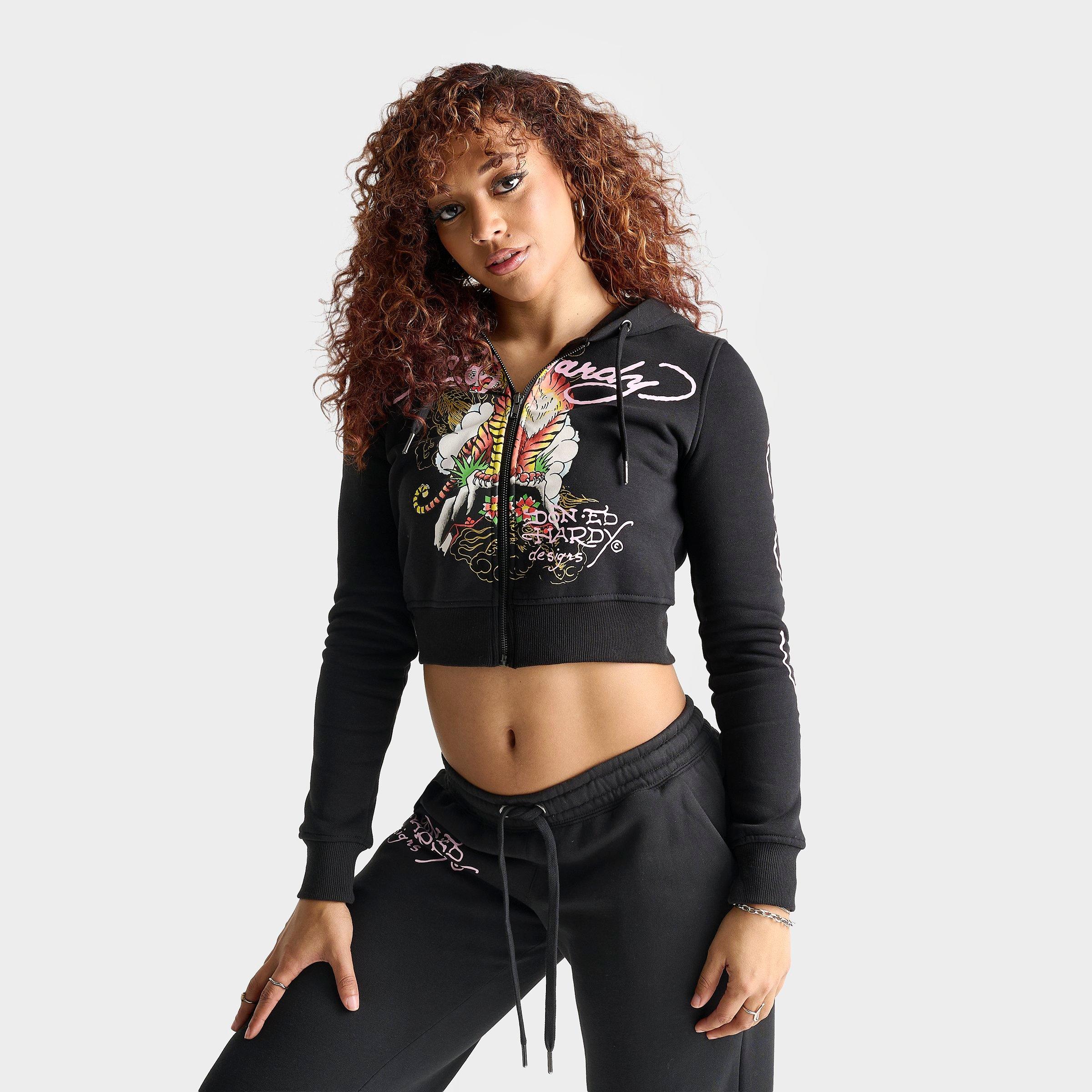 Click here for Ed Hardy Womens Mountain Tiger Fleece Full-Zip Hoo... prices