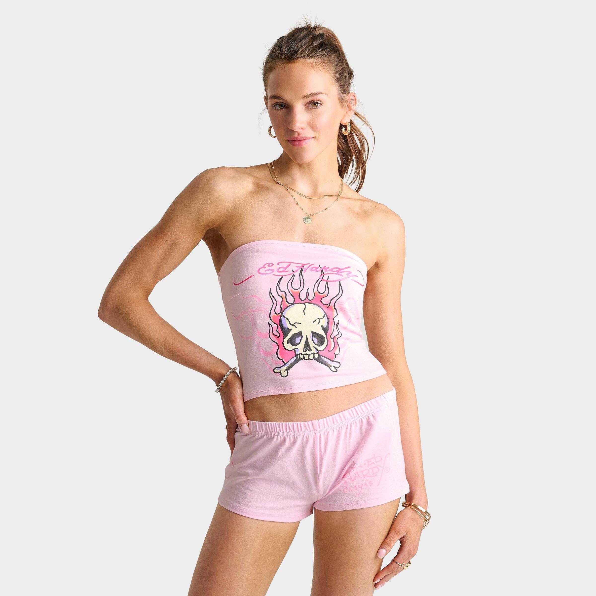 Click here for Ed Hardy Womens Flaming Skull Tube Top in Pink Bal... prices