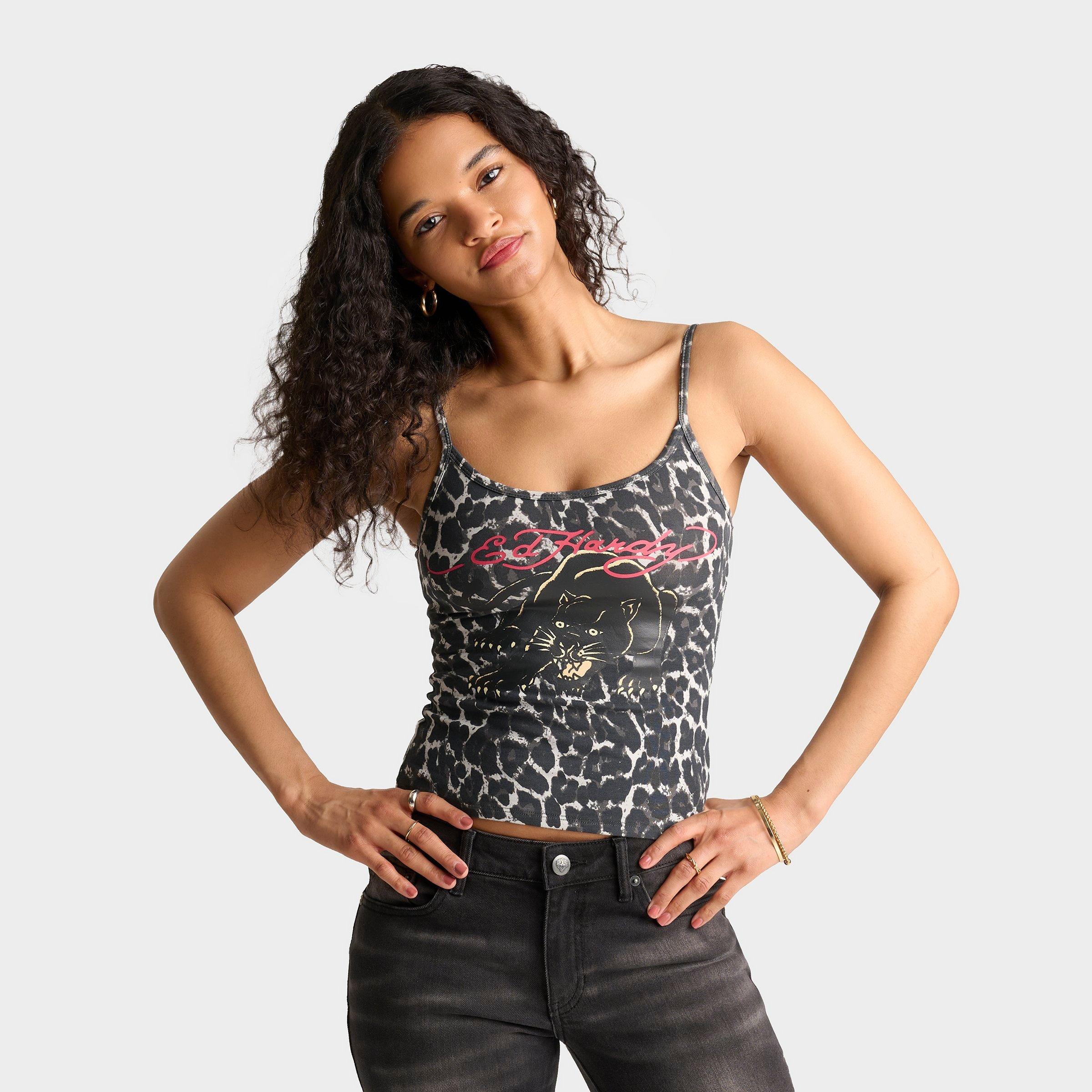 Click here for Ed Hardy Womens Panther Cami Tank Top in Black Leo... prices