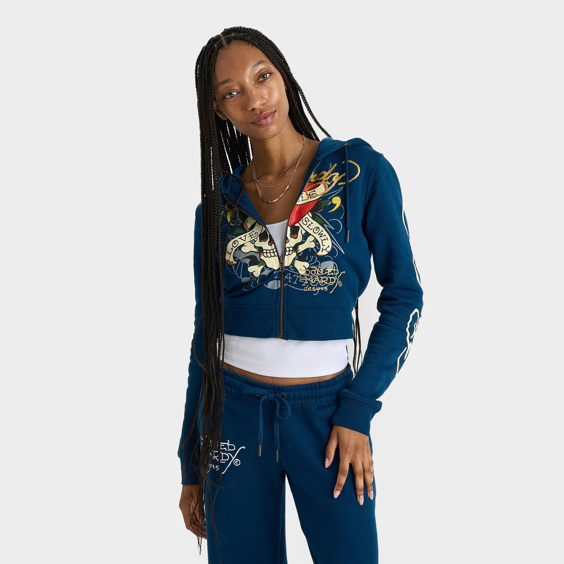 Click here for Ed Hardy Womens Love Kills Slowly Skull Cropped Fu... prices