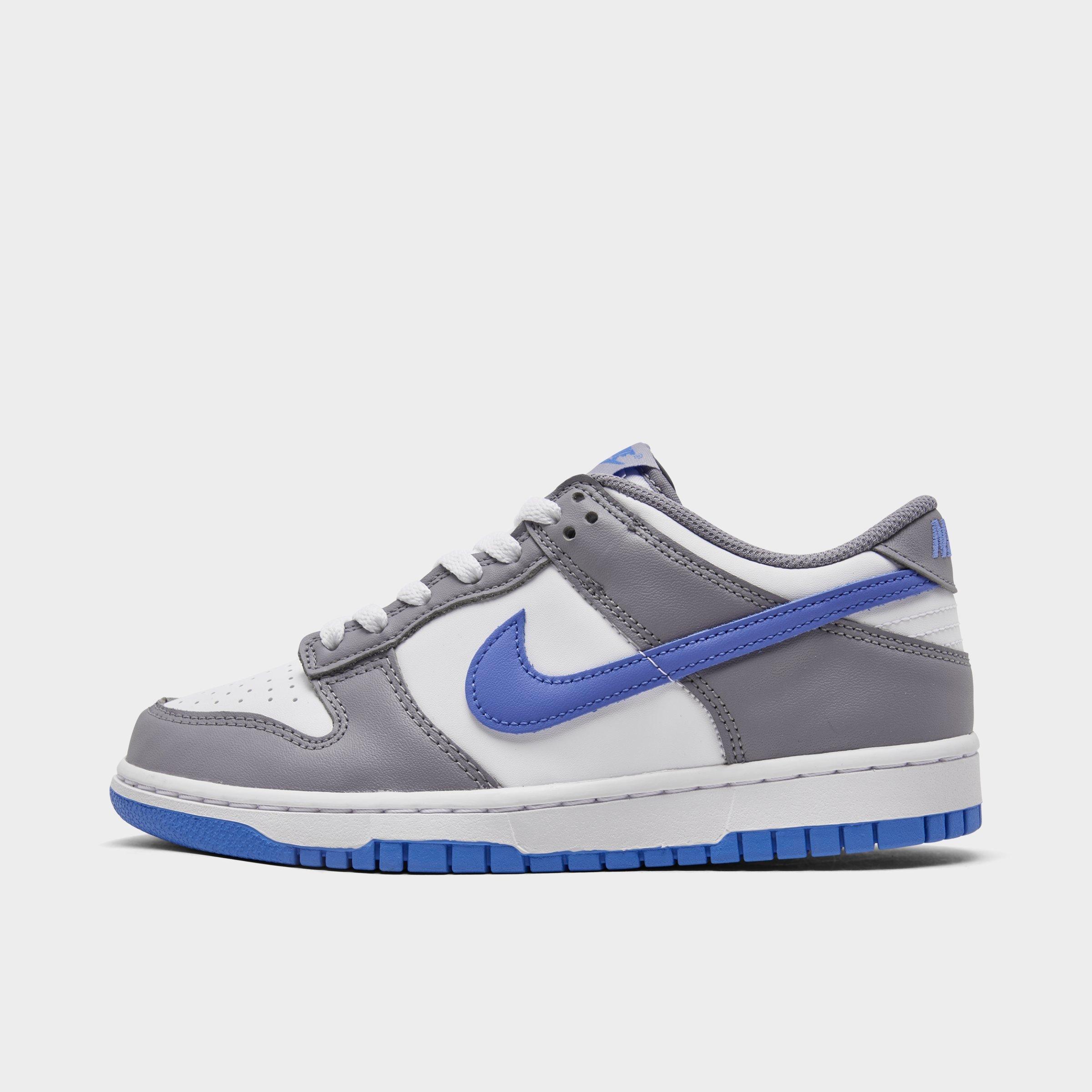 Click here for Nike Big Kids Dunk Low Casual Shoes in White/Royal... prices
