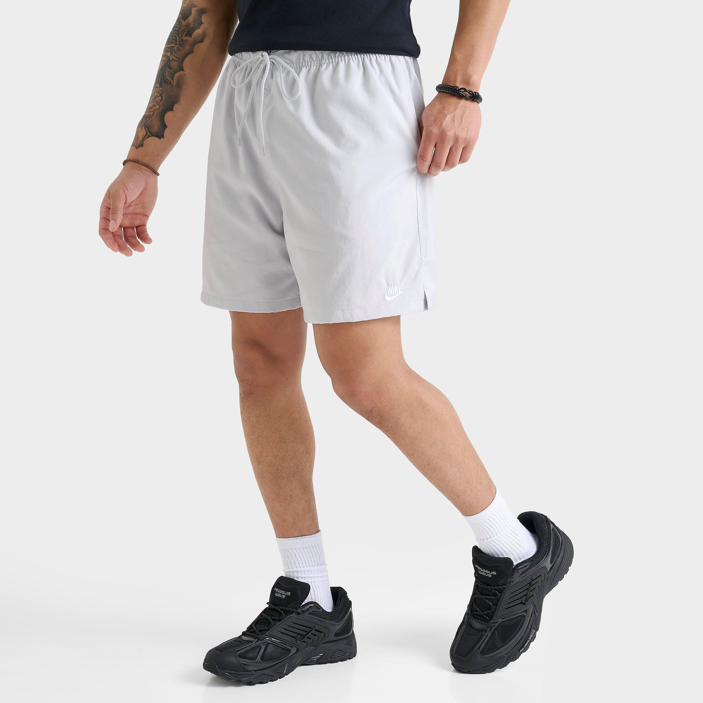 Nike Mens Club Flow Relaxed-Fit 6 Drawstring Shorts - Photon Dust/White