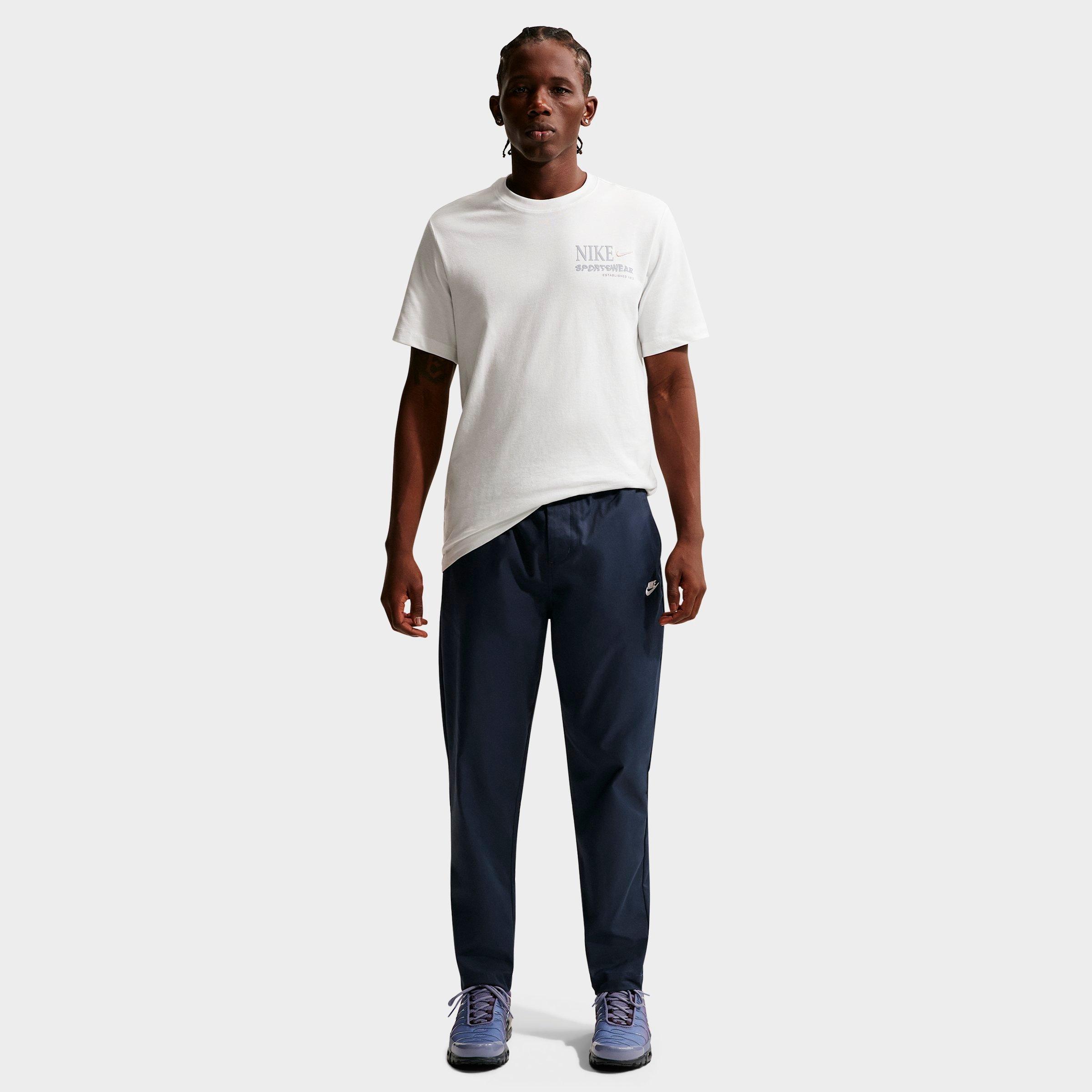 Click here for Nike Mens Club Woven Tapered Pants in Obsidian/Whi... prices