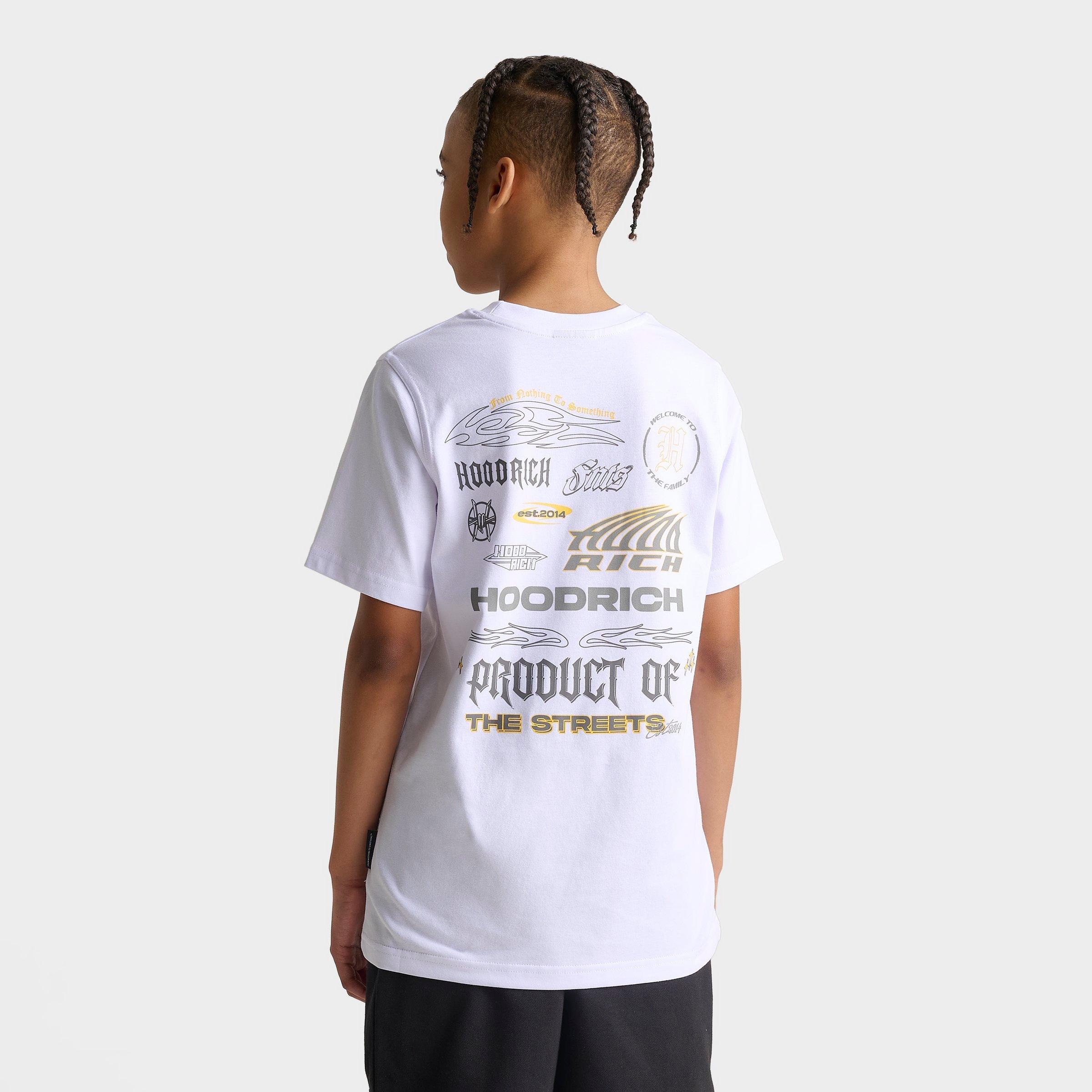 Click here for Hoodrich Big Kids Gothic Multi Logo T-Shirt in Whi... prices