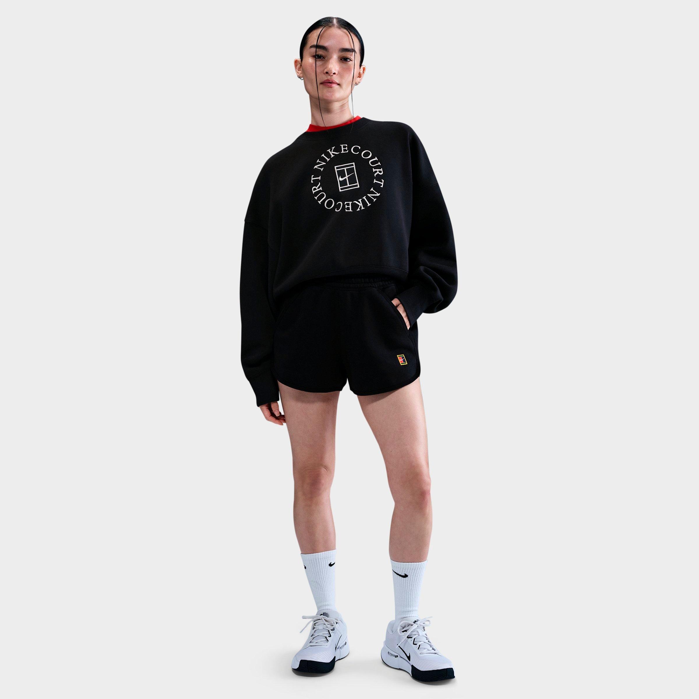 Click here for Nike Womens Court Mid-Rise Fleece Tennis Shorts in... prices