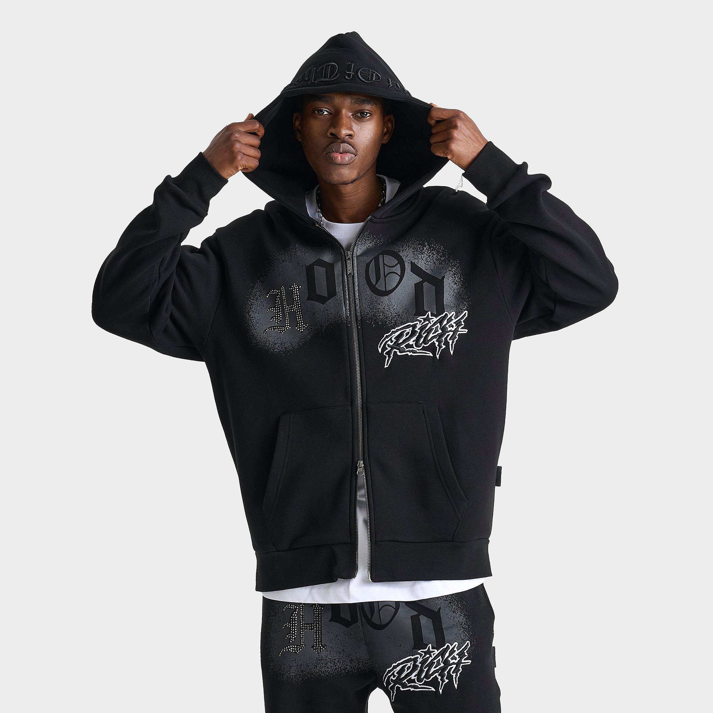Click here for Hoodrich Mens Iron Oversized Full-Zip Hoodie in Bl... prices