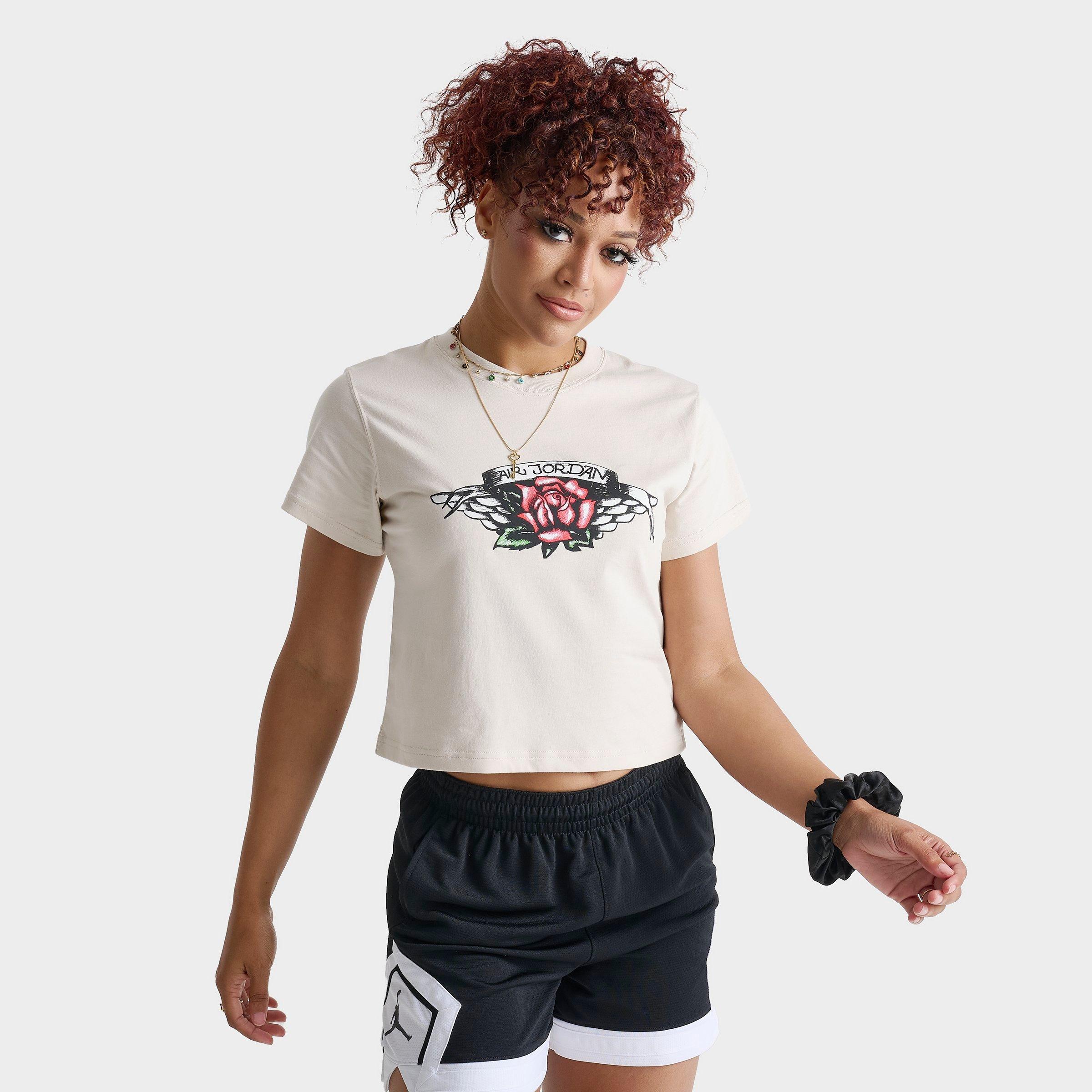 Click here for Jordan Womens Flight Rose Wing Slim-Fit Graphic T-... prices