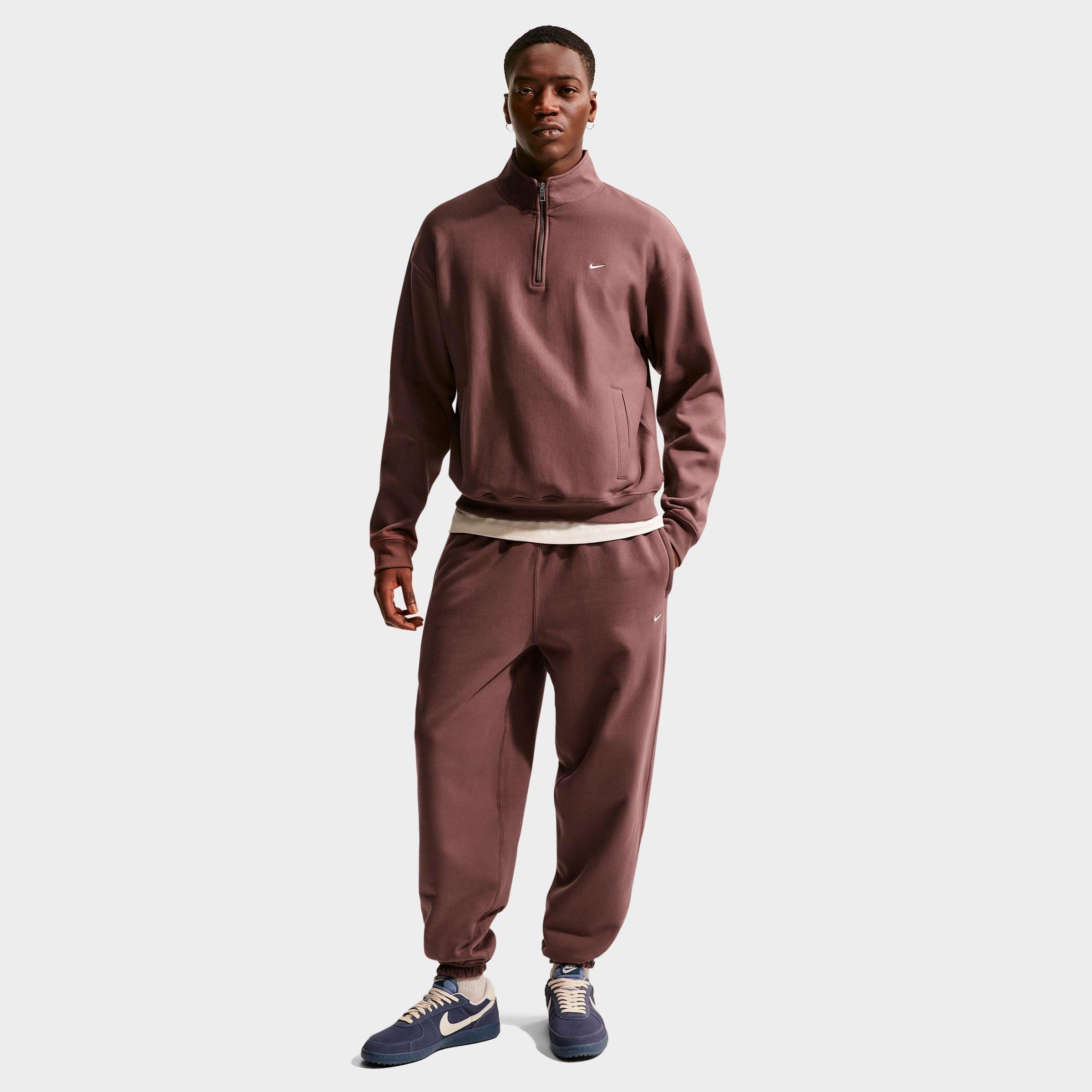 Click here for Nike Mens Solo Swoosh Fleece Quarter-Zip Top in Ta... prices