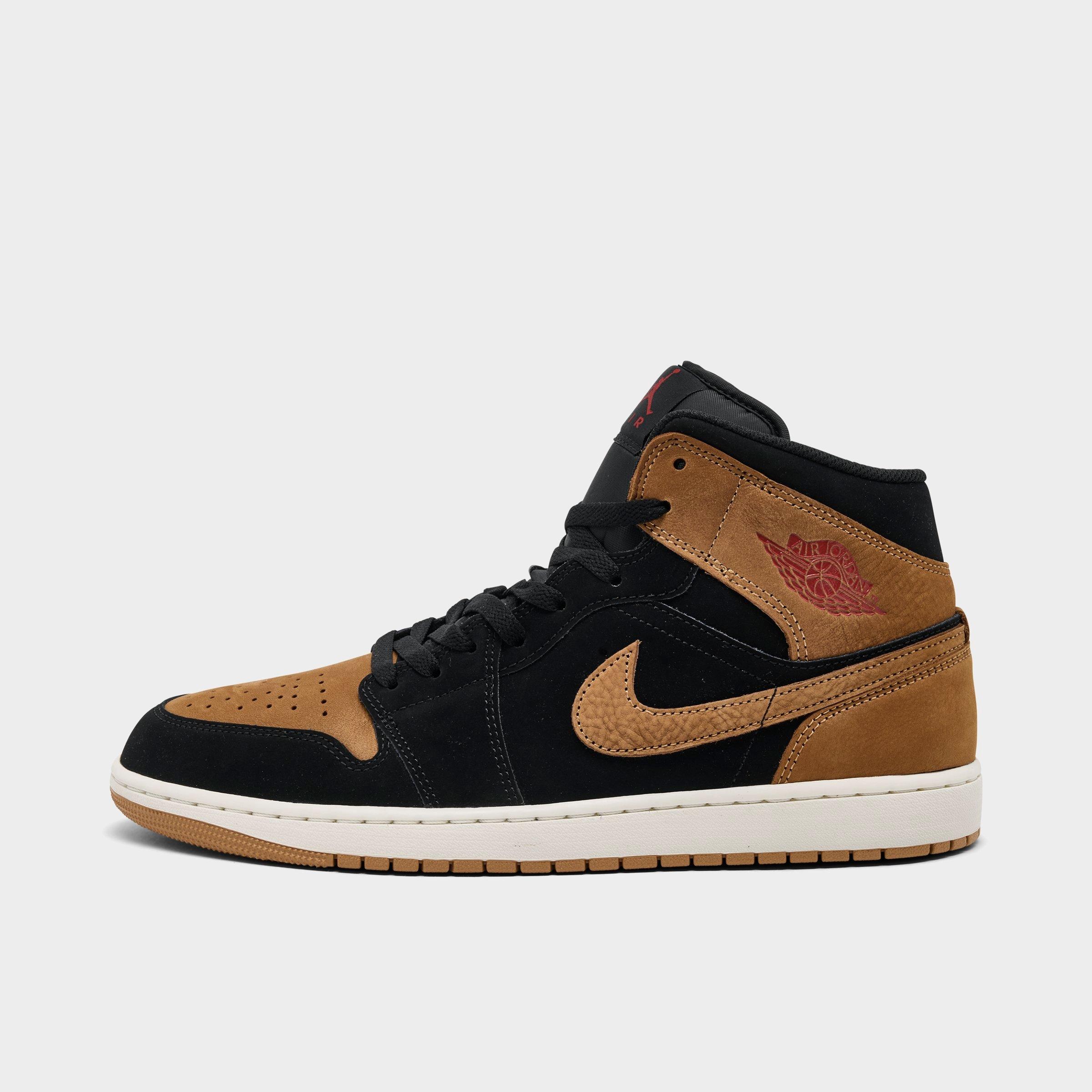 Click here for Jordan Mens Air Retro 1 Mid SE Casual Shoes in Bla... prices