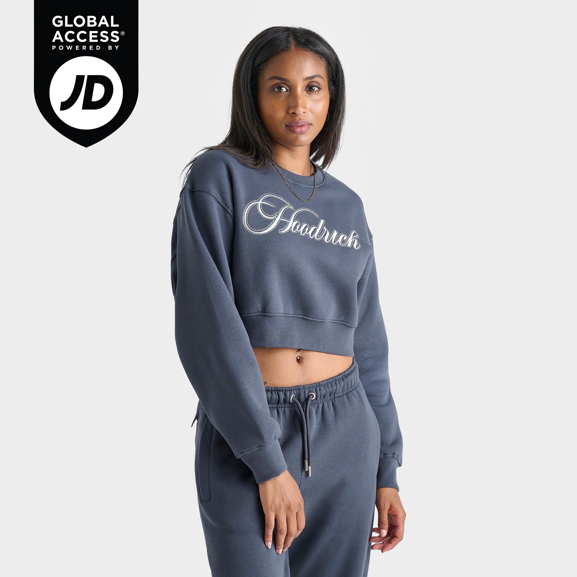 Click here for Womens Hoodrich Figure Rhinestone Cropped Crewneck... prices