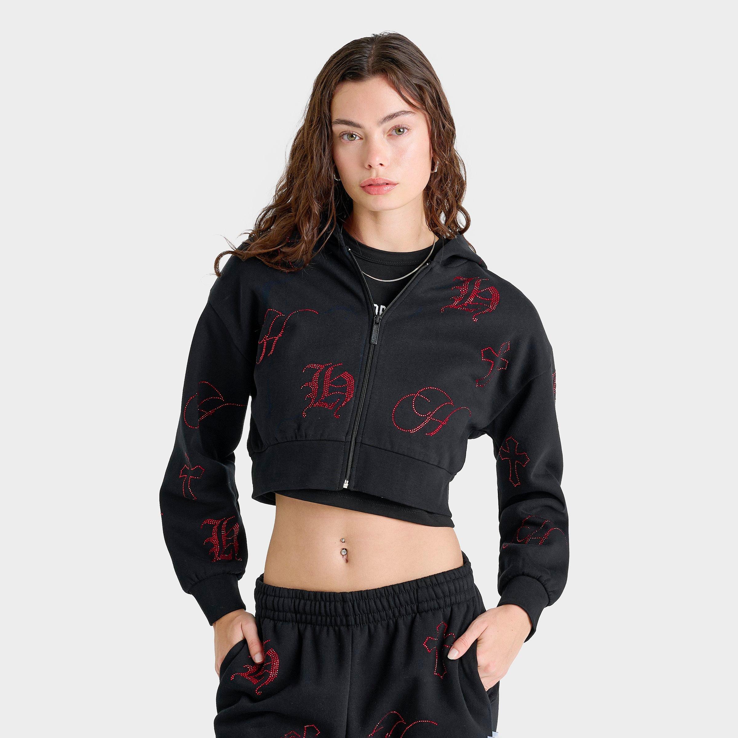 Click here for Hoodrich Womens Crystal Crop Full-Zip Hoodie in Bl... prices