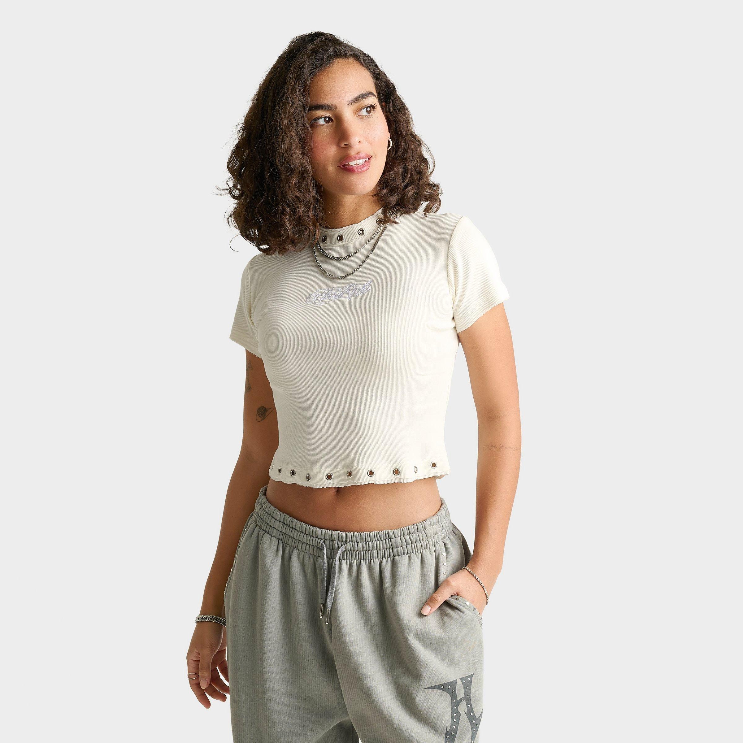 Click here for Hoodrich Womens Baya Eyelet Fitted Cropped T-Shirt... prices