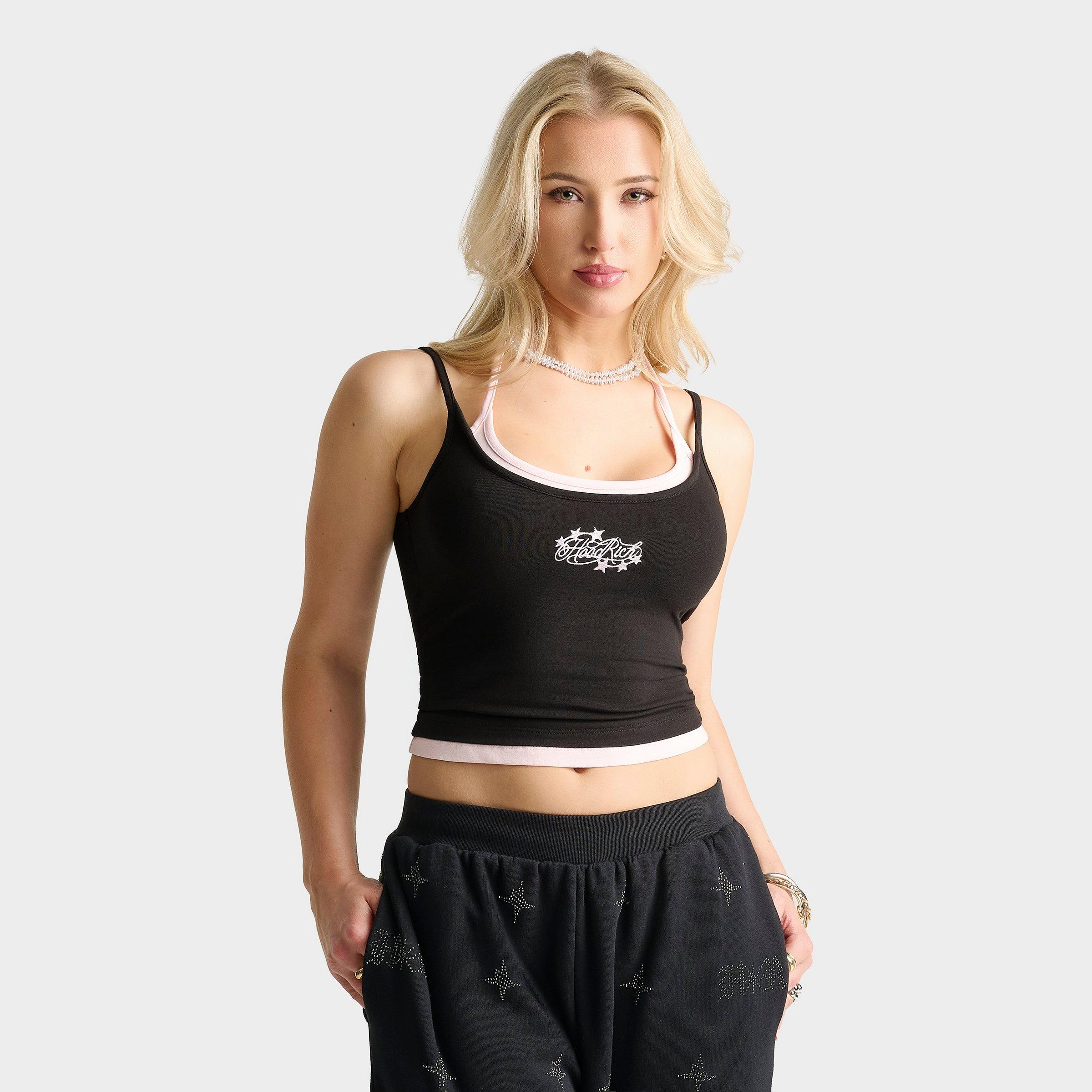 Click here for Hoodrich Womens Bling Double Layer Tank Top in Bla... prices