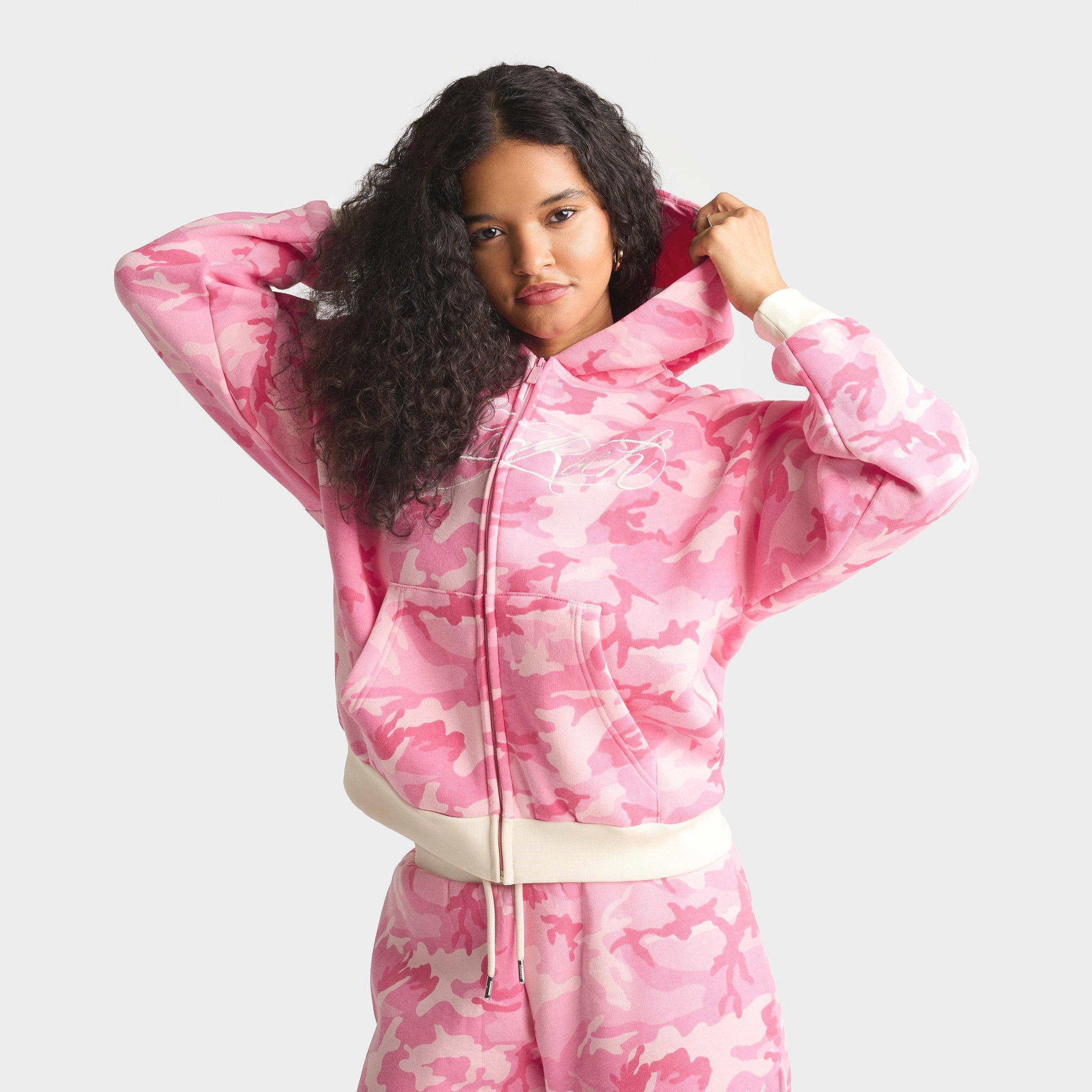 Click here for Hoodrich Womens Script Logo Camo Full-Zip Hoodie i... prices