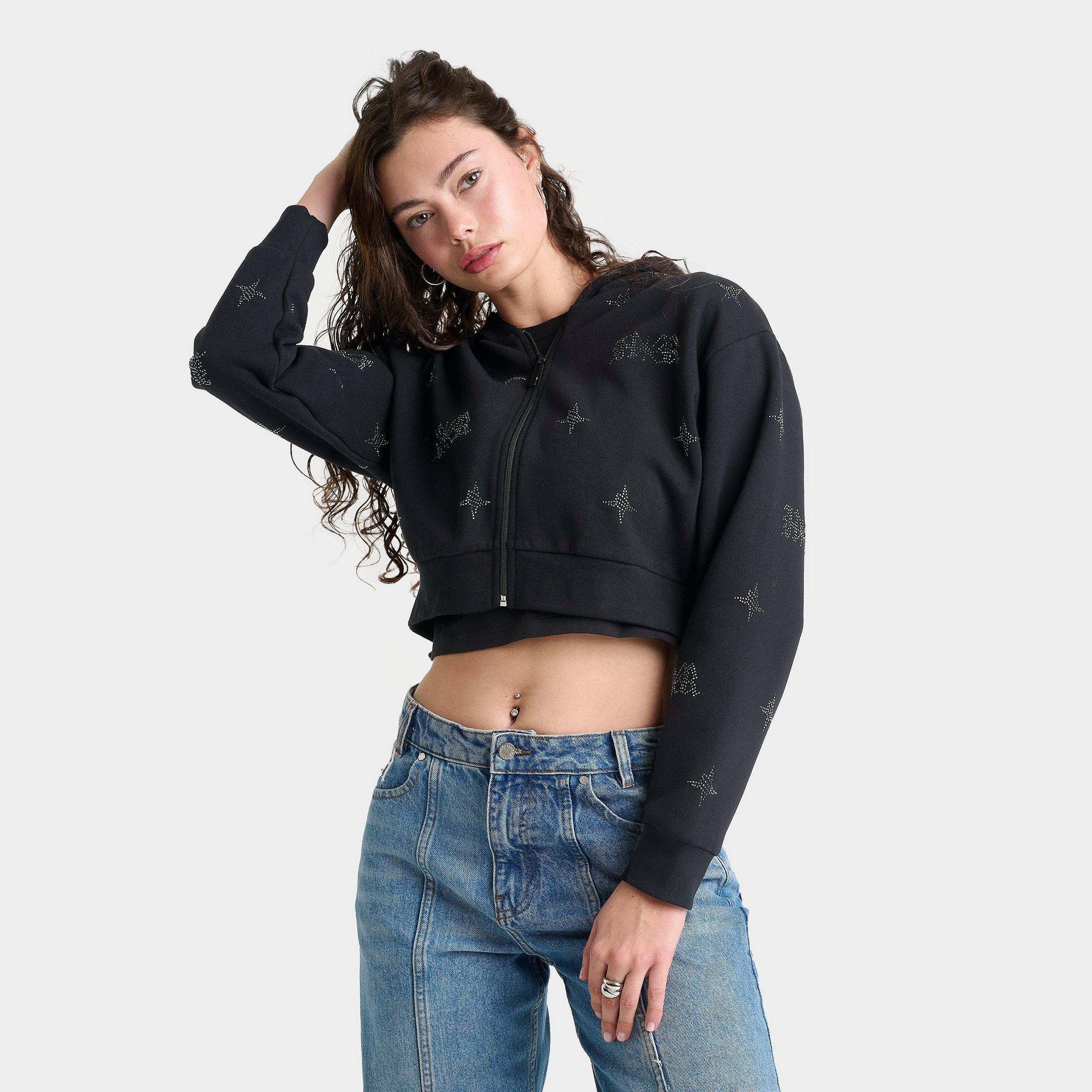 Click here for Hoodrich Womens Razor Rhinestone Cropped Full-Zip... prices