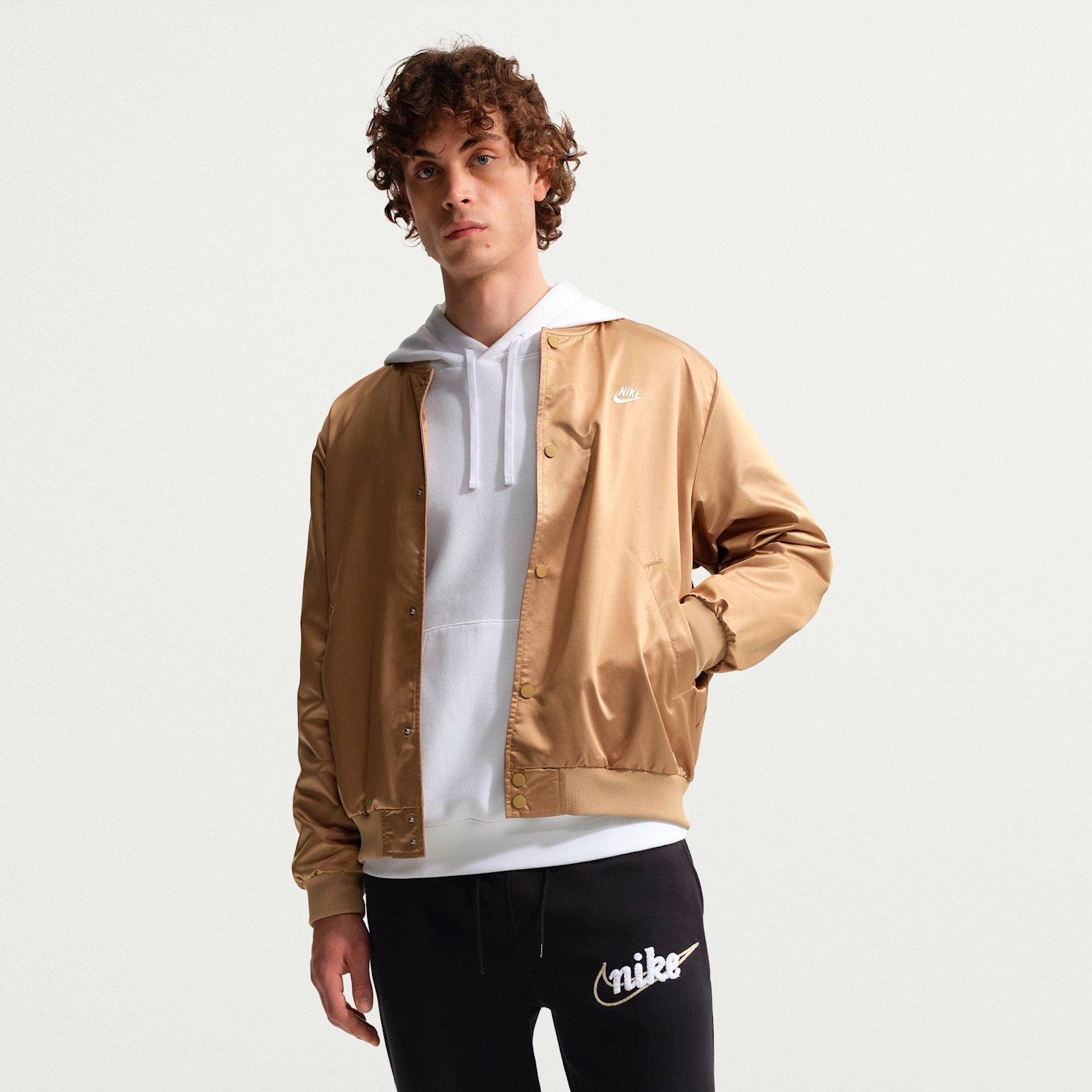 Click here for Nike Mens Sportswear Club Satin Varsity Jacket in... prices