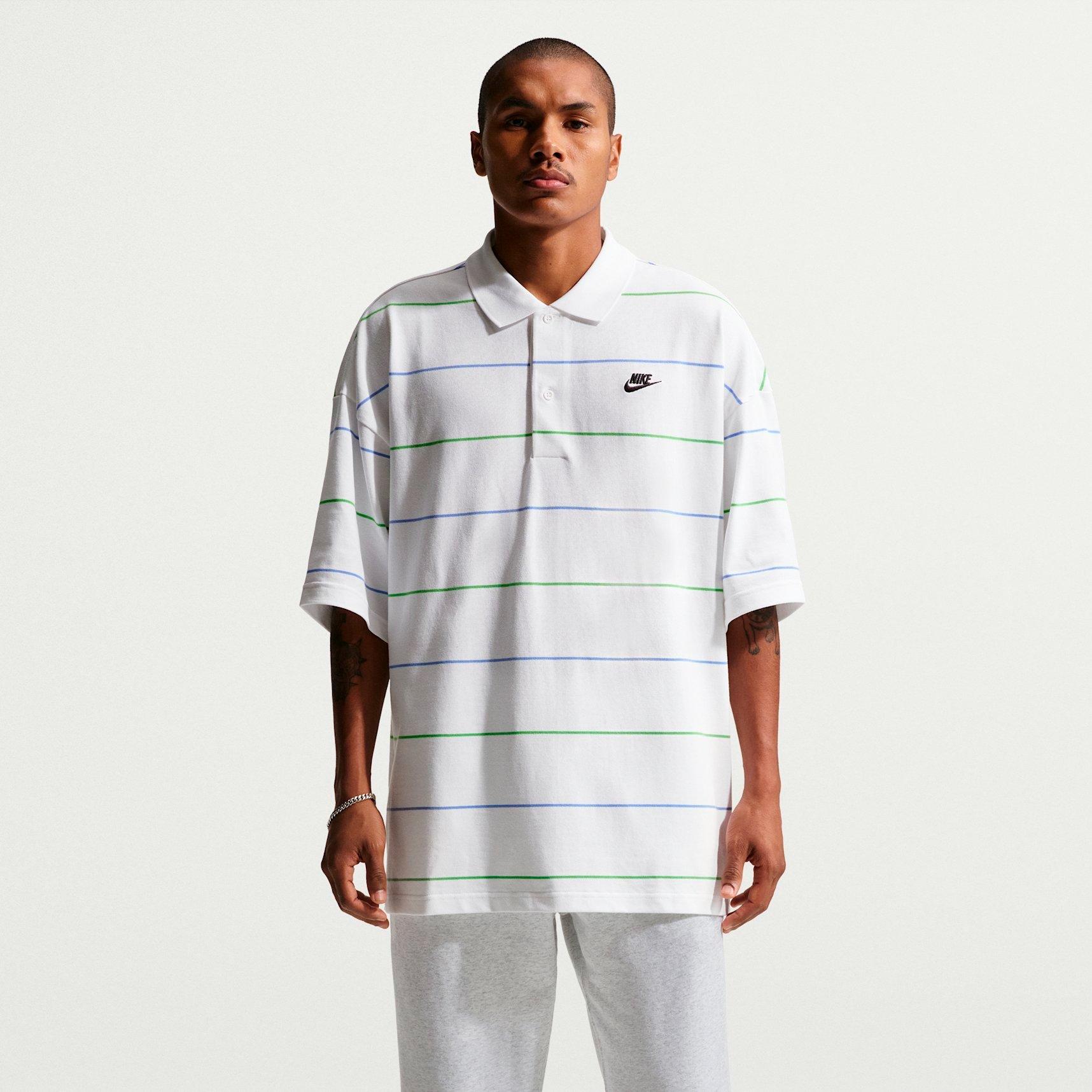 Click here for Nike Mens Sportswear Club Oversized Striped Polo S... prices
