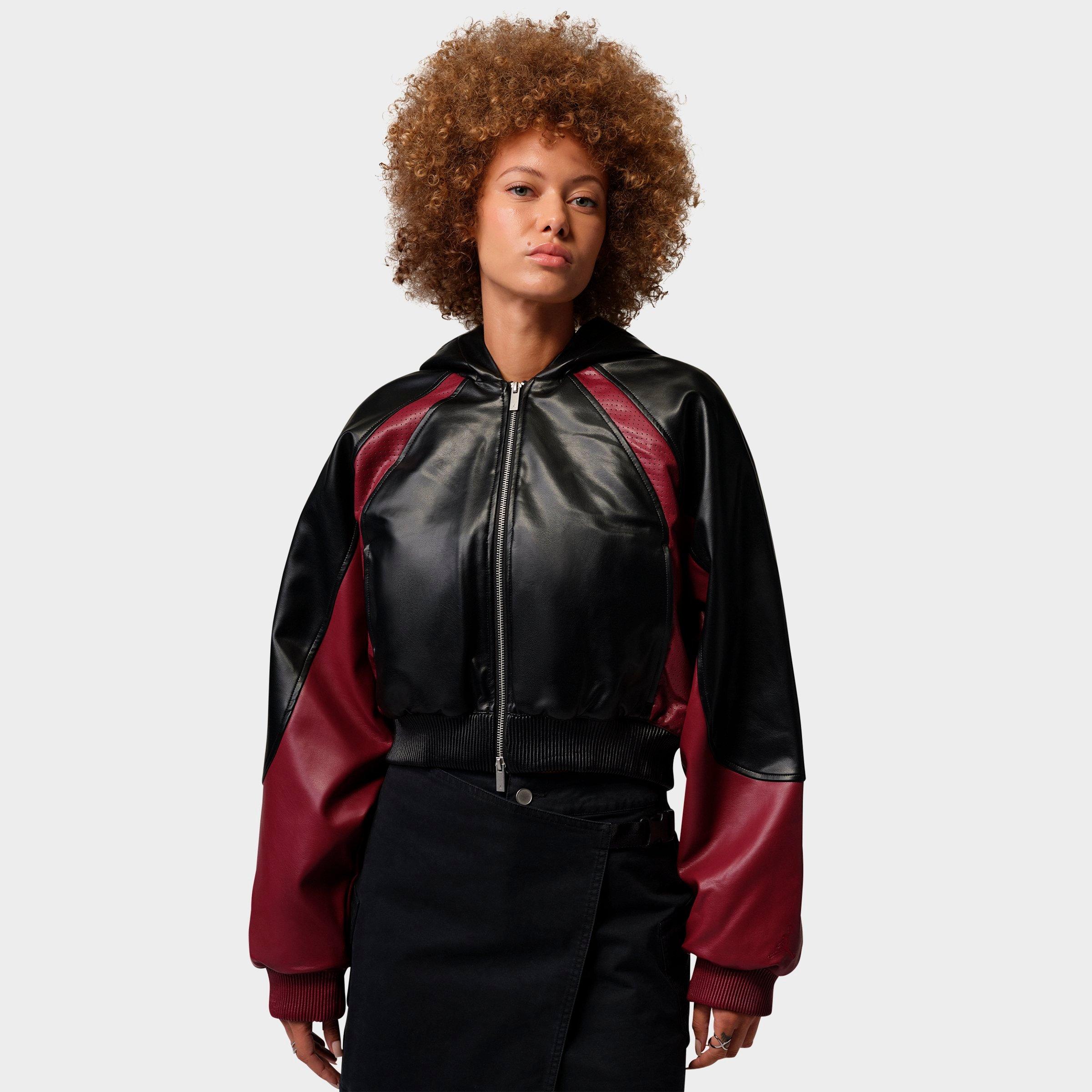Click here for Jordan Womens Flight Faux Leather Jacket in Black/... prices