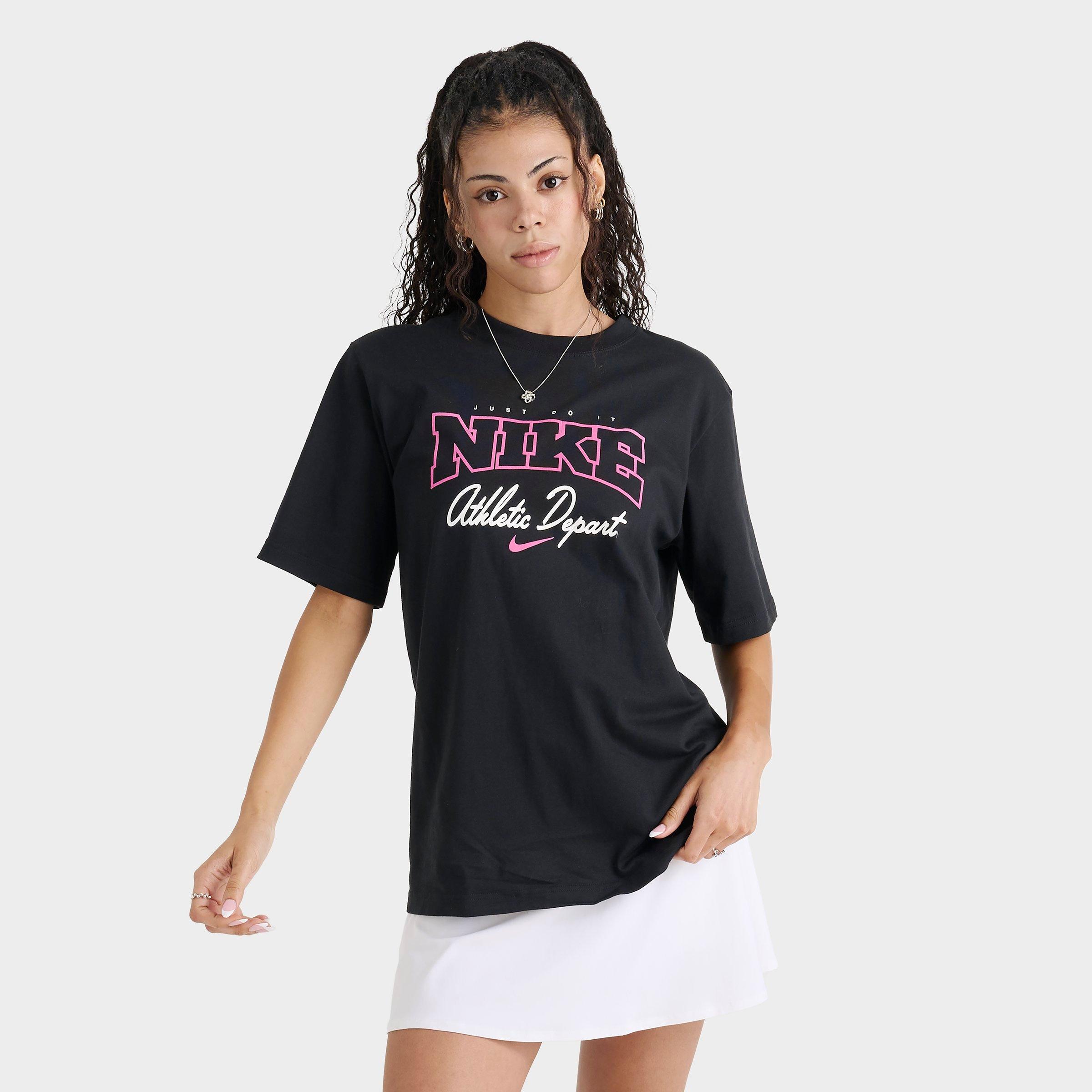 Nike Sportswear Womens Cotton Logo Short-Sleeve T-Shirt - Black
