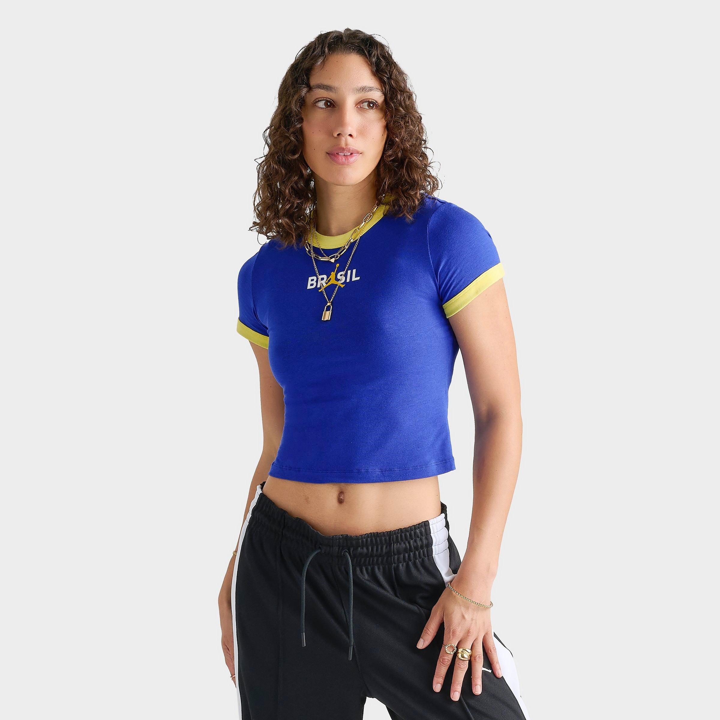Click here for Jordan Womens Brazil Graphic Crewneck T-Shirt in O... prices